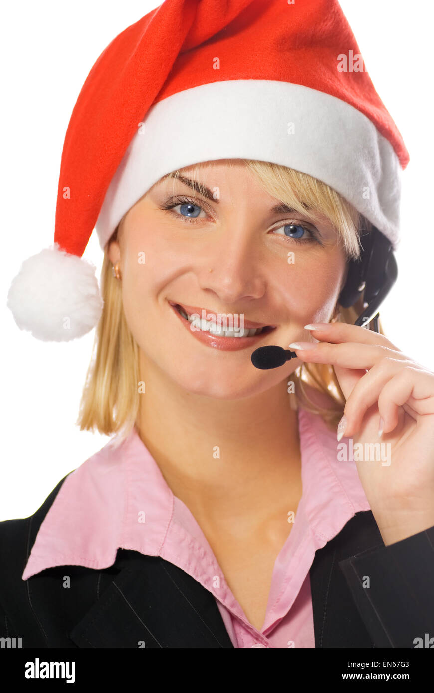 Operator in santa hat hi-res stock photography and images - Alamy