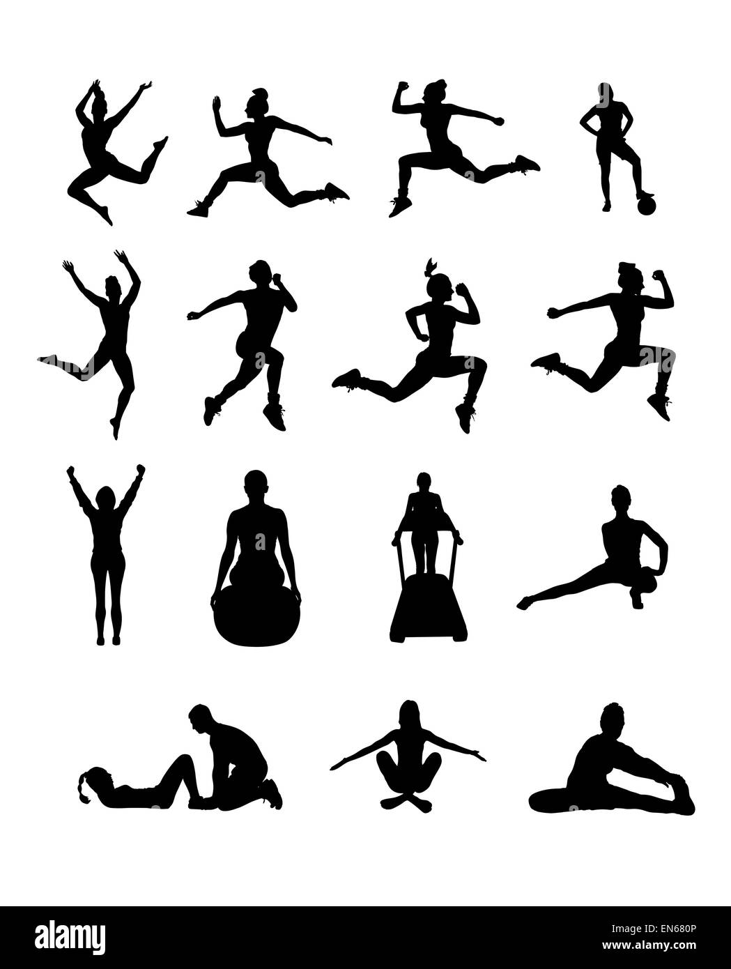 Silhouette of people working out vector Stock Vector Image & Art - Alamy