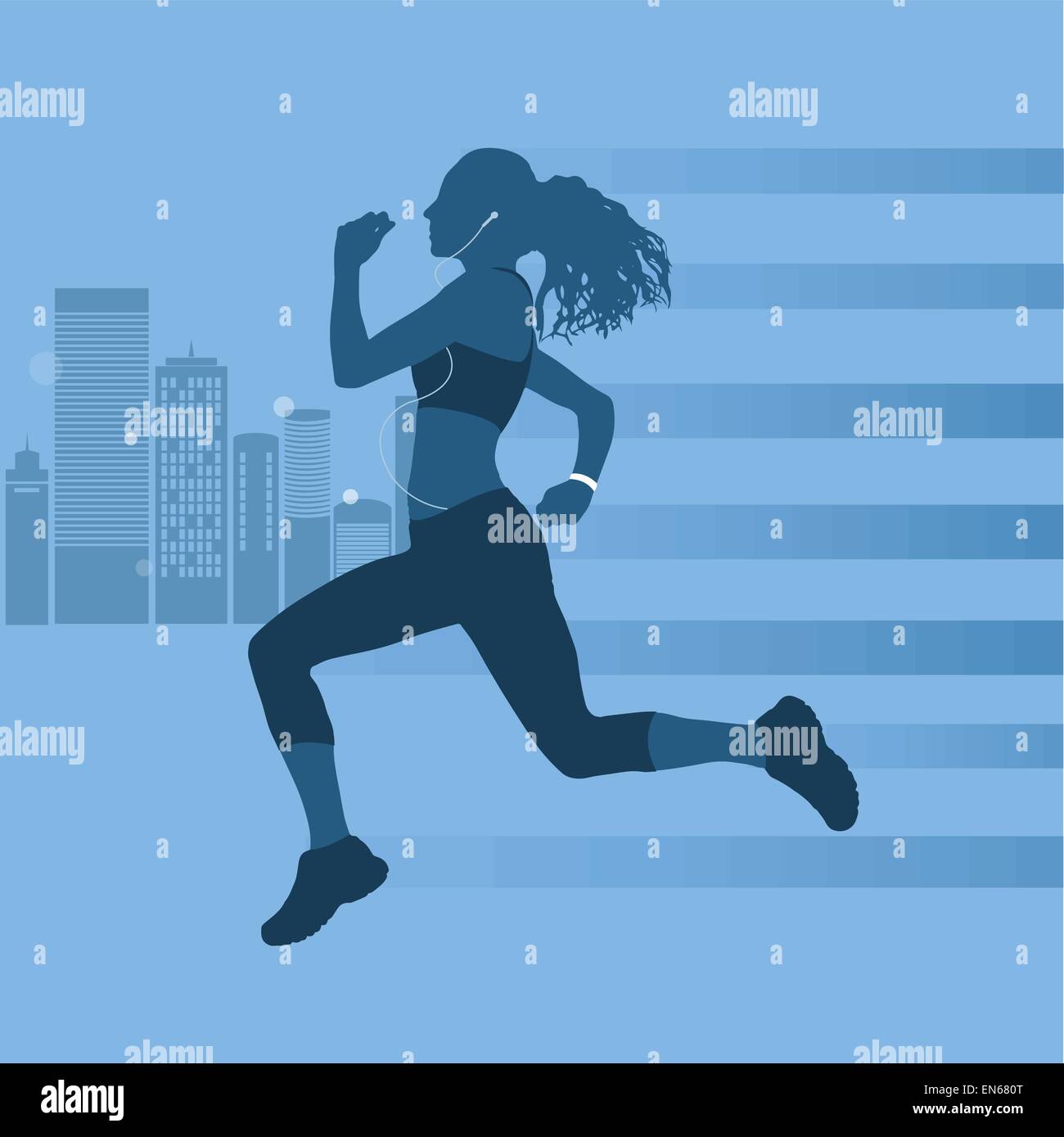 Woman jogging against urban background vector Stock Vector Image & Art ...