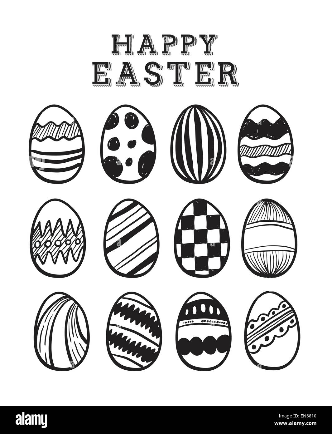 Happy easter eggs vector Black and White Stock Photos & Images - Alamy