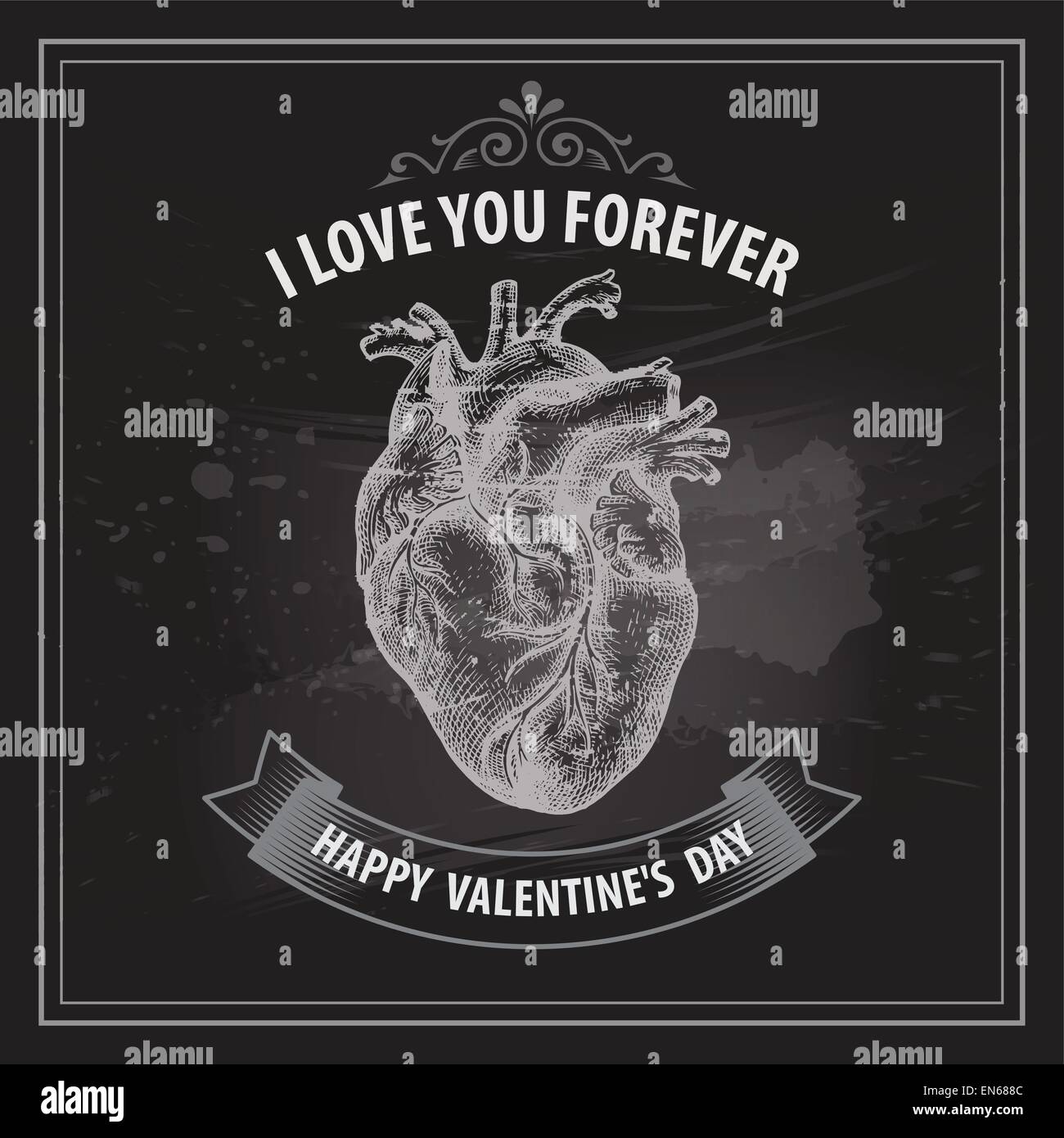 Valentine's Day card. Retro engraving heart Stock Vector Image & Art ...