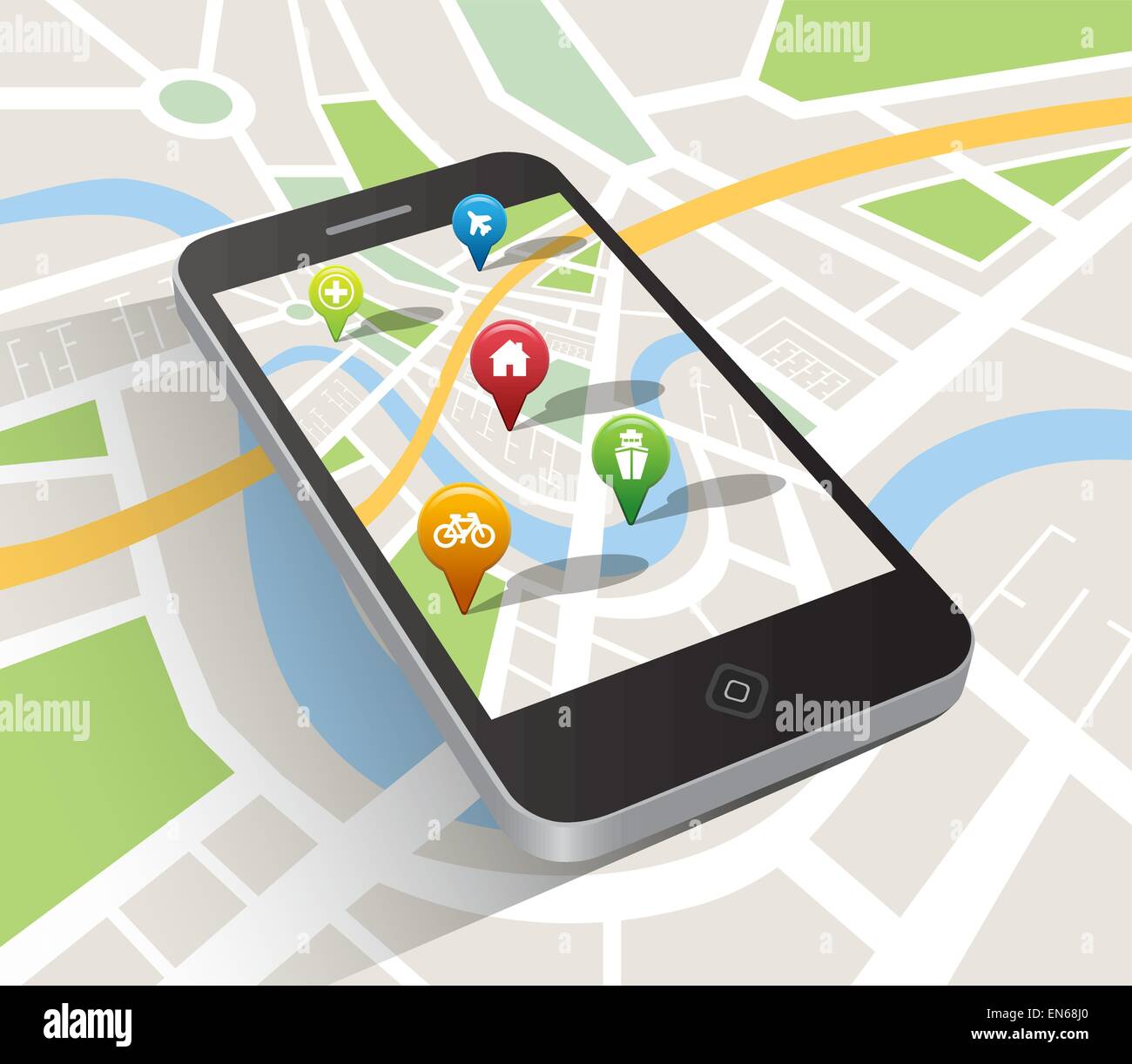 Map application on smartphone Stock Vector Image & Art - Alamy
