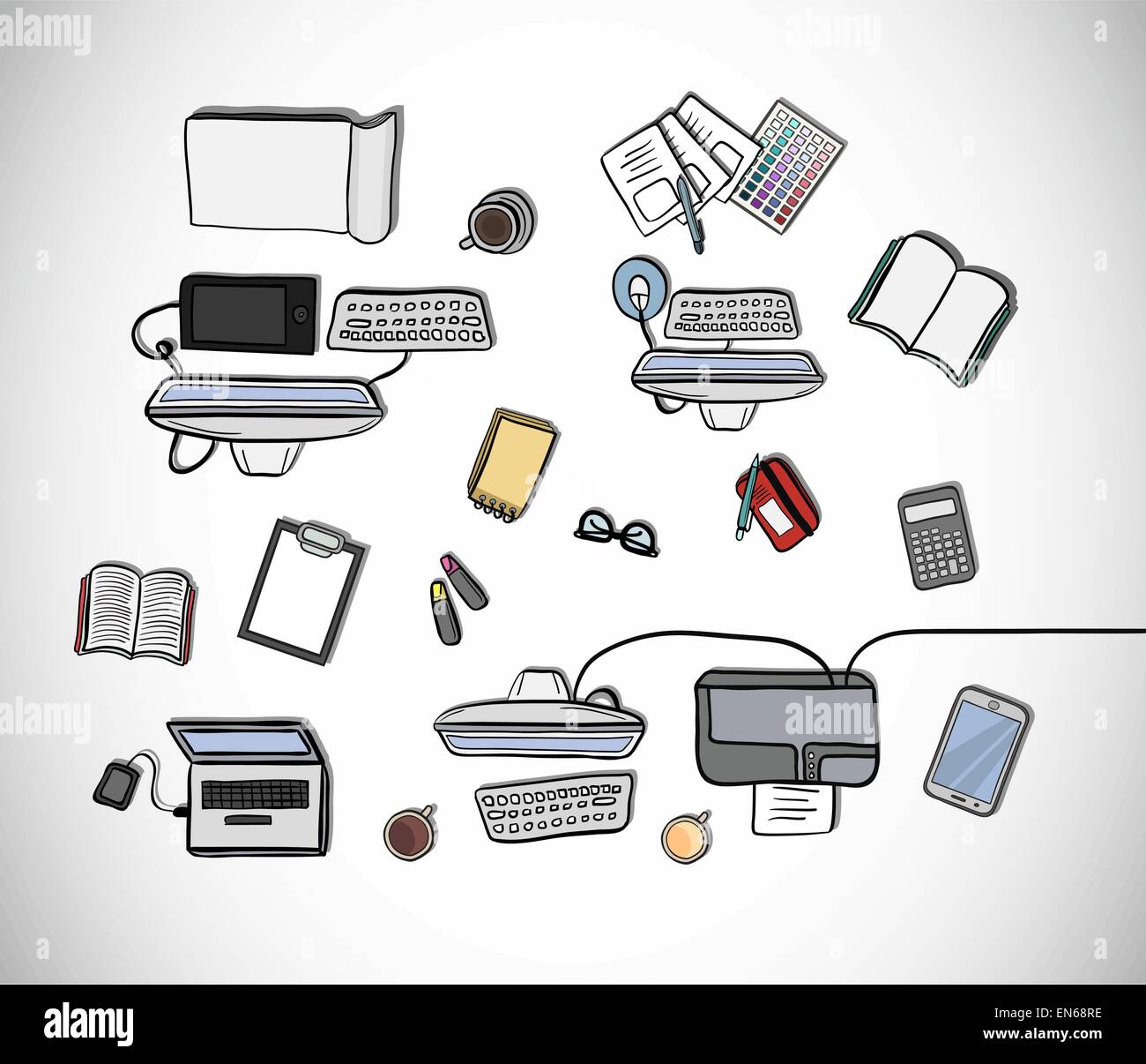 Overhead of office desks vector Stock Vector Image & Art - Alamy