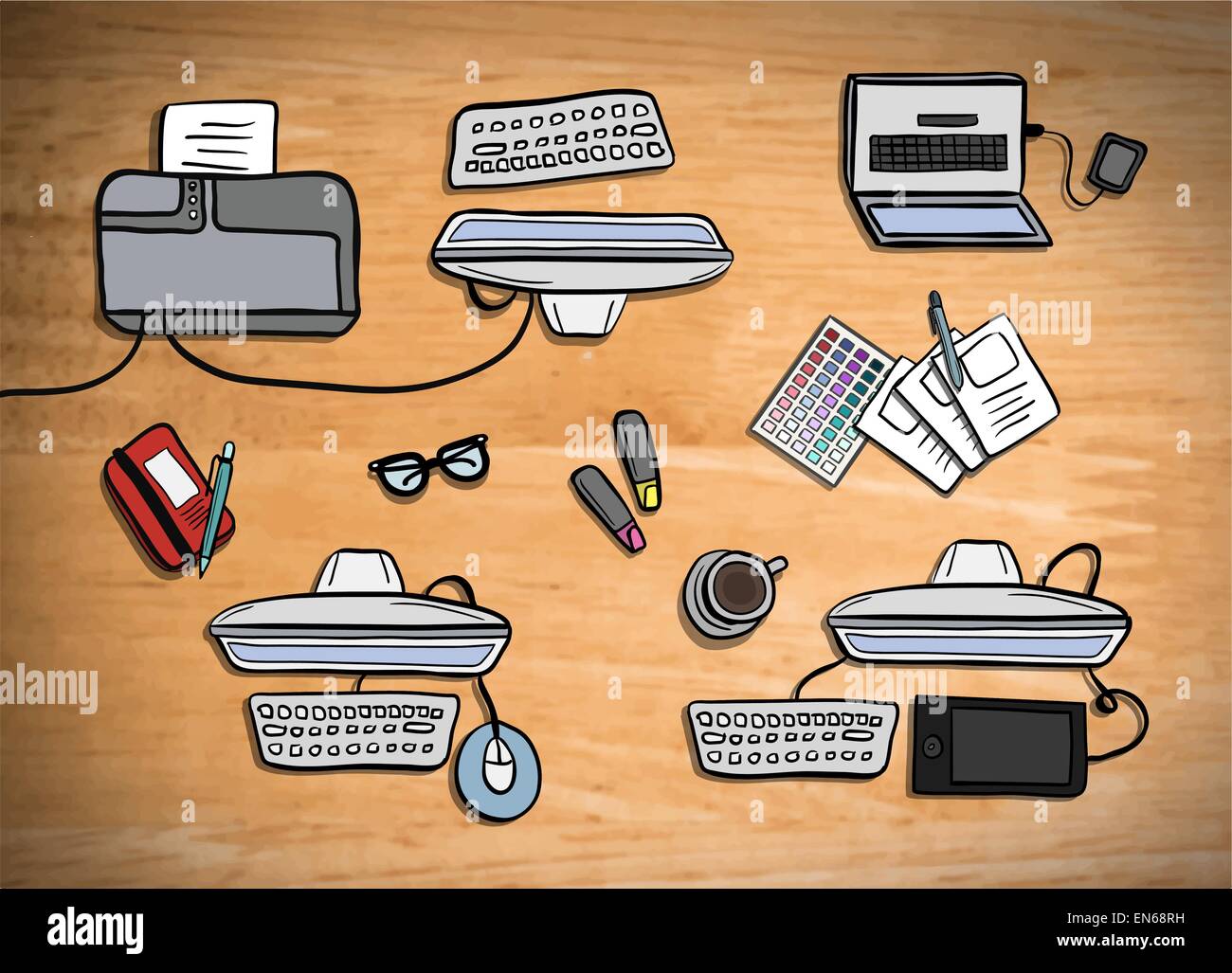 Overhead of office desks vector Stock Vector Image & Art - Alamy