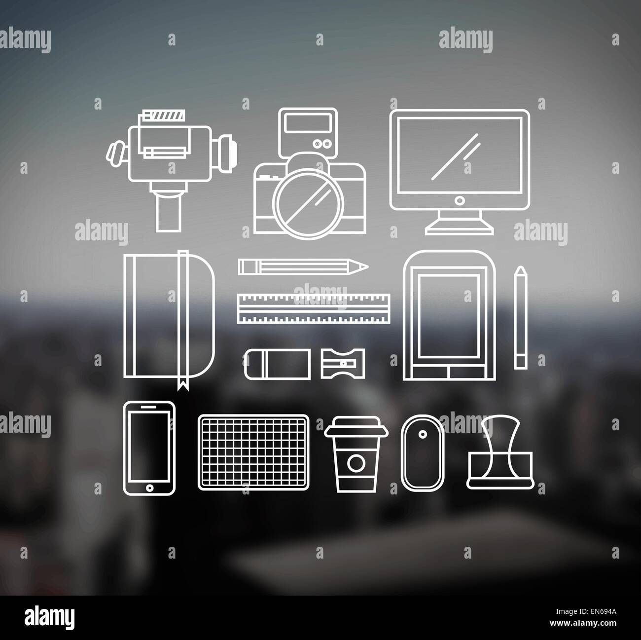 Photography tools outline vector Stock Vector Image & Art - Alamy