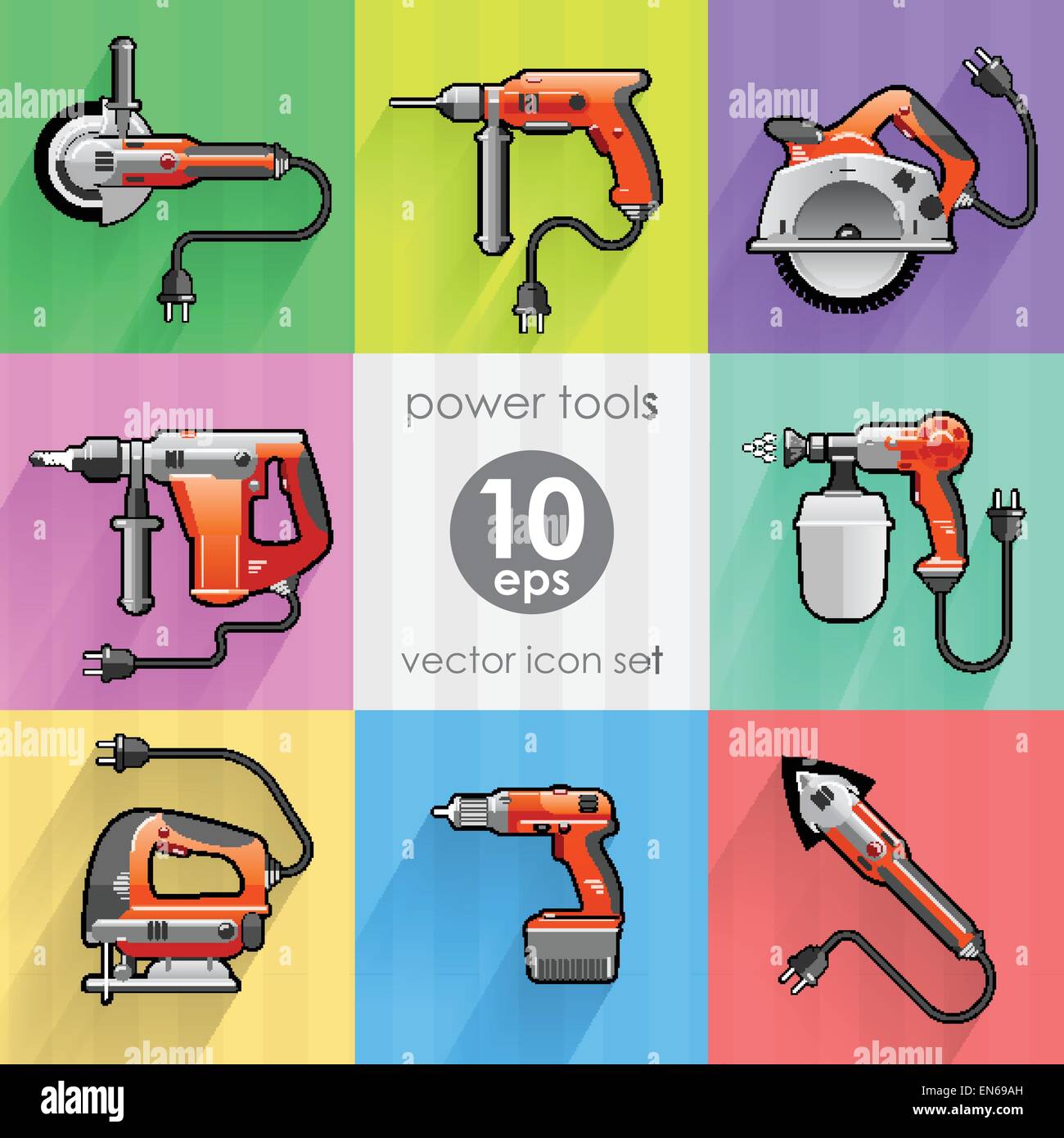 Power tool set. Vector illustration. Builder equipment Stock Vector ...