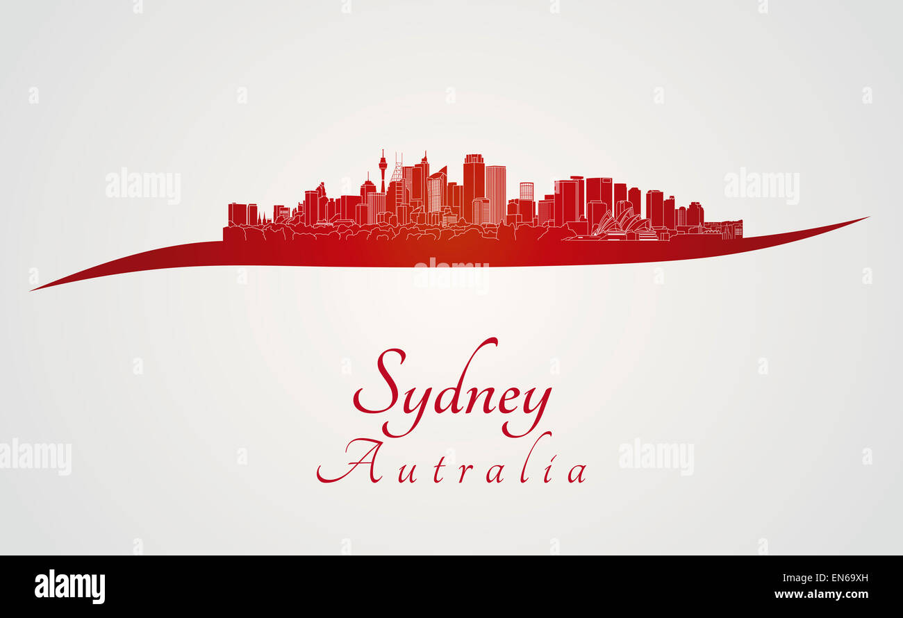 Sydney skyline in red Stock Photo - Alamy