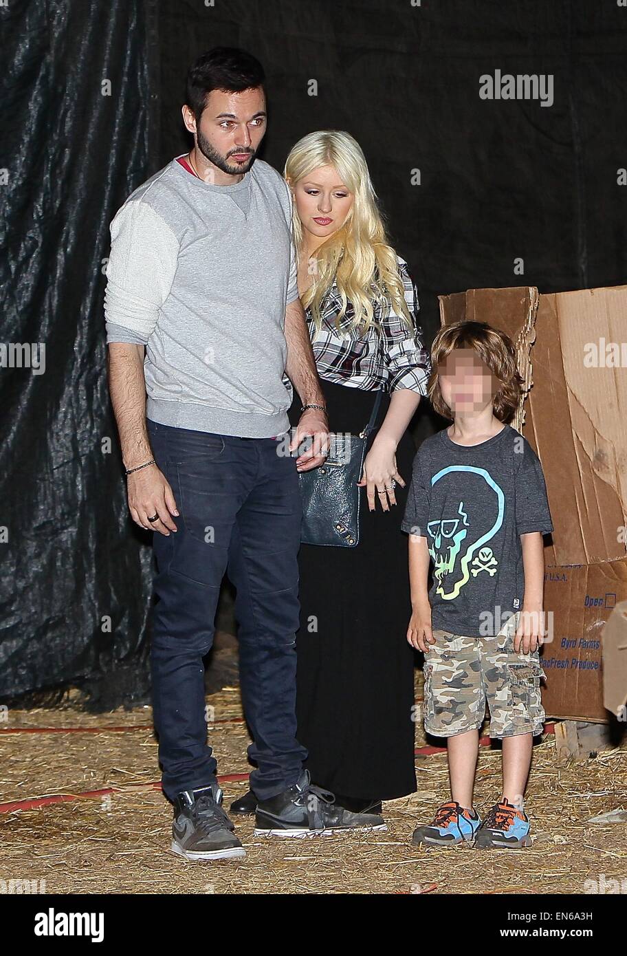 Christina Aguilera and Matt Rutler seen taking Max Bratman to Mr.Bones ...