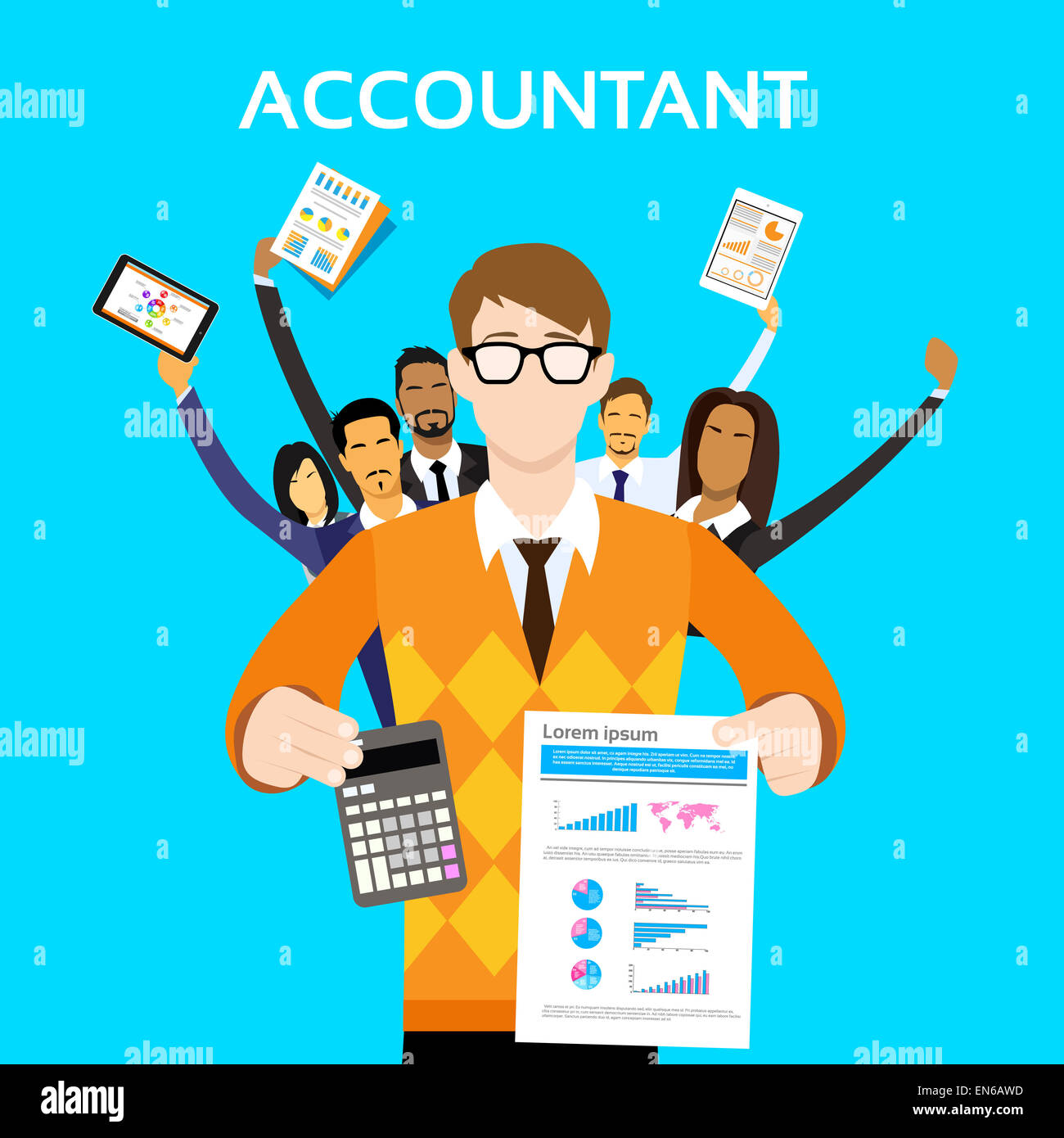 Accountant People Group Team Show Calculator Finance Stock Photo - Alamy