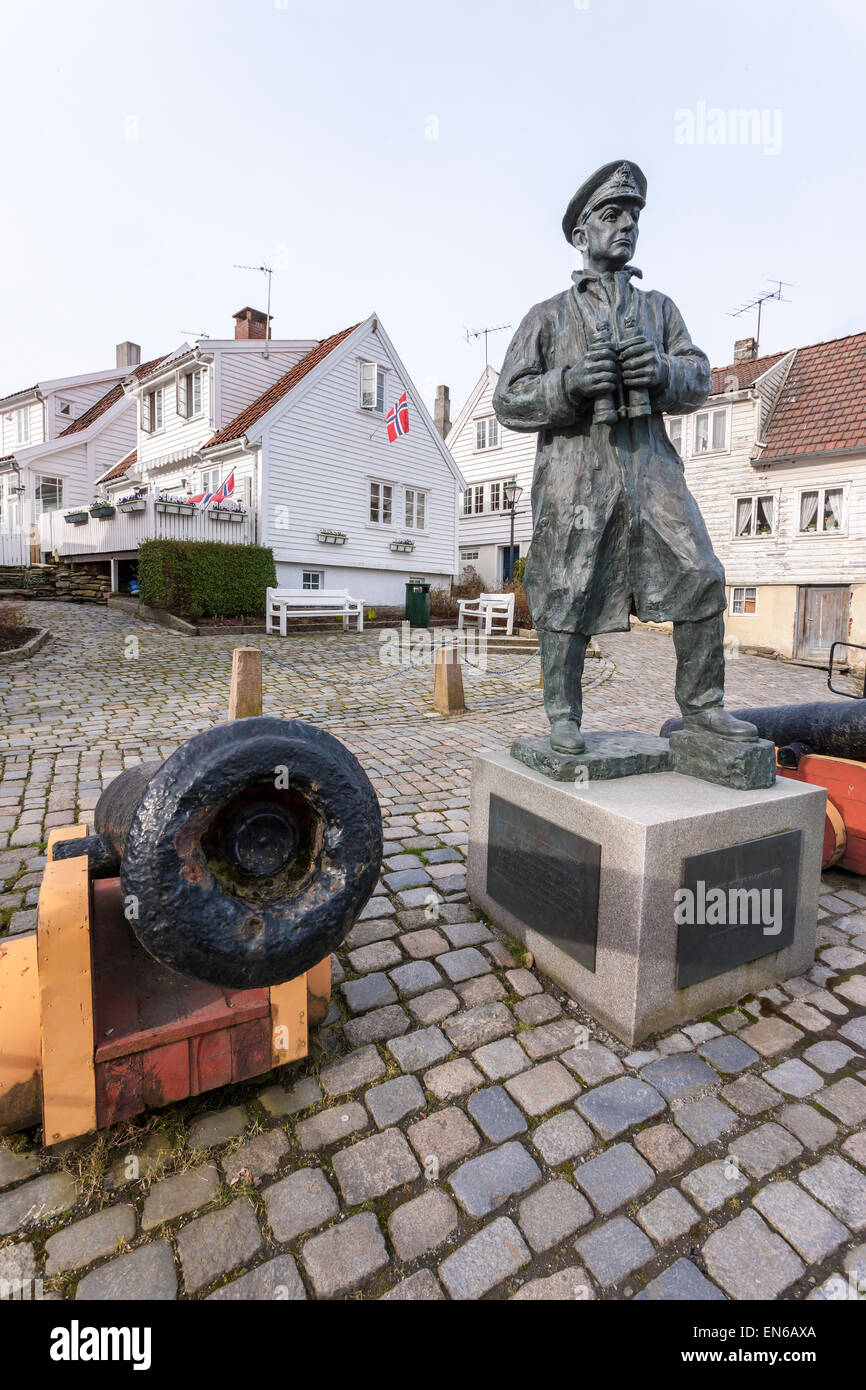Statue of Vice-Admiral Thore Horve in the 18/19th Century Old Town of ...