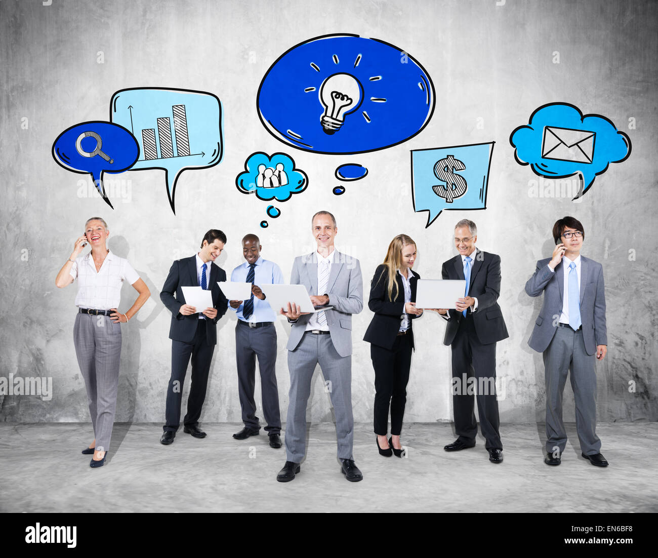 Business Communications Group Stock Photo - Alamy