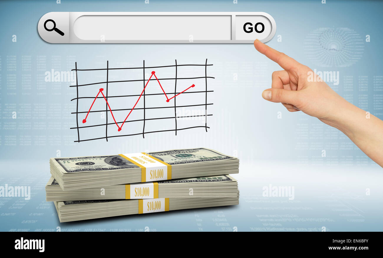 Roll, chart and search field with pointer finger Stock Photo - Alamy