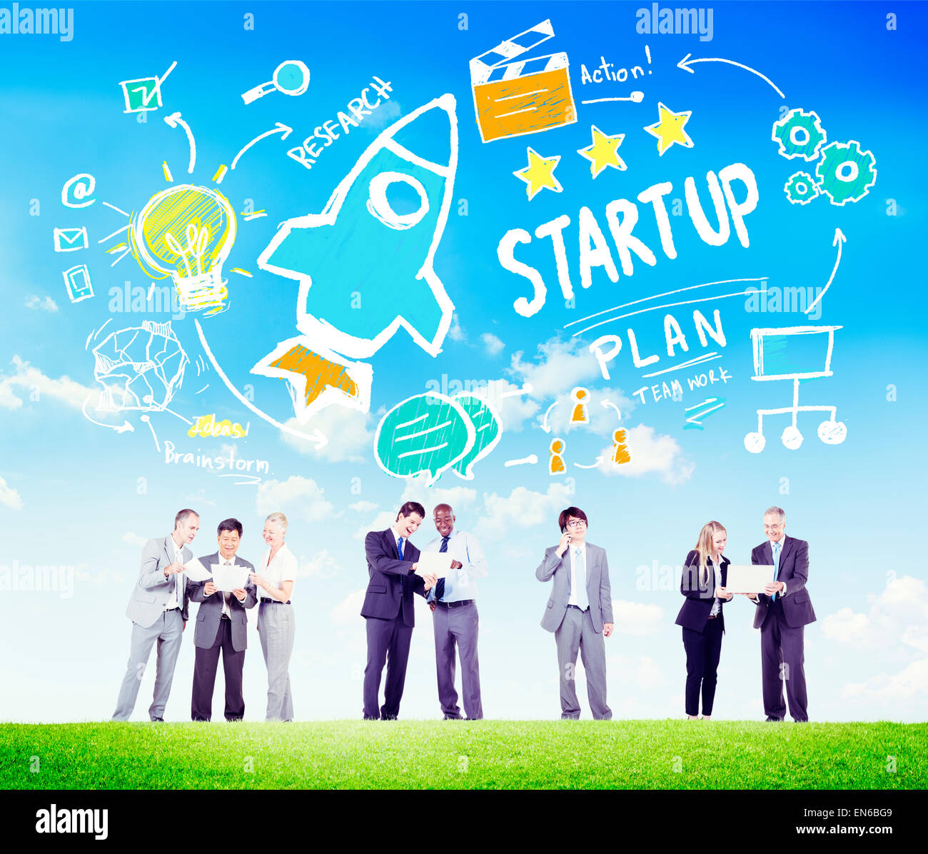 Start Up Business Launch Success Business Communication Concept Stock ...