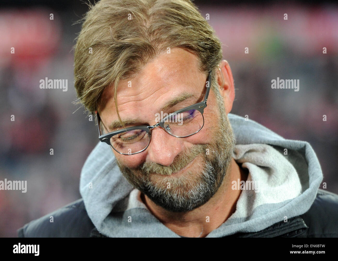 Munich, Germany. 28th Apr, 2015. Dortmund's coach Juergen Klopp reacts ...