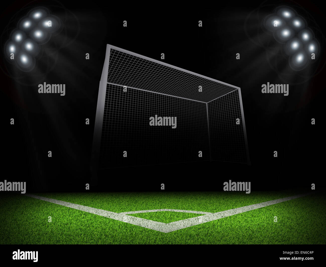 Corner of illuminated stadium with gates Stock Photo - Alamy