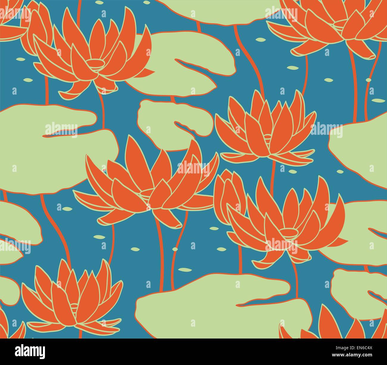 Vintage water lily seamless pattern. Classic Chinese motif Stock Vector ...