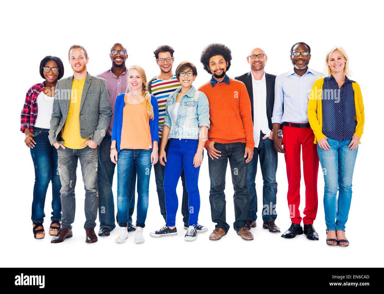 Group of diverse people standing together with toothy smile Stock Photo ...