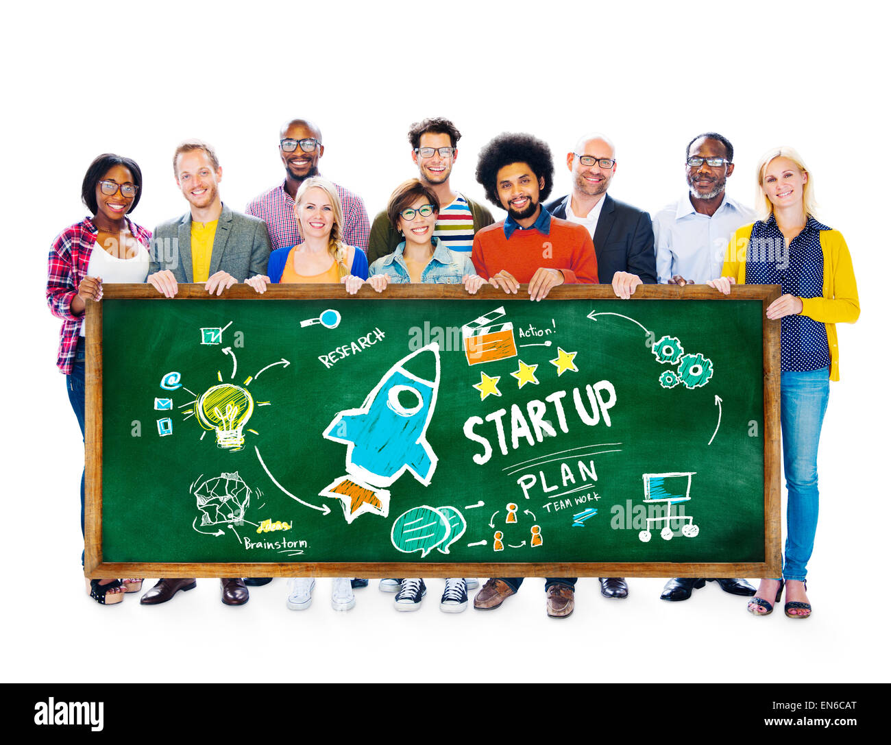 Start Up Business Launch Success Students Education Concept Stock Photo ...