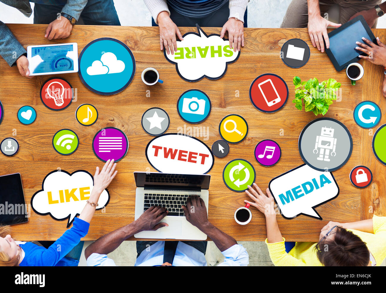 Group of Diverse People Discussing About Social Media Stock Photo - Alamy