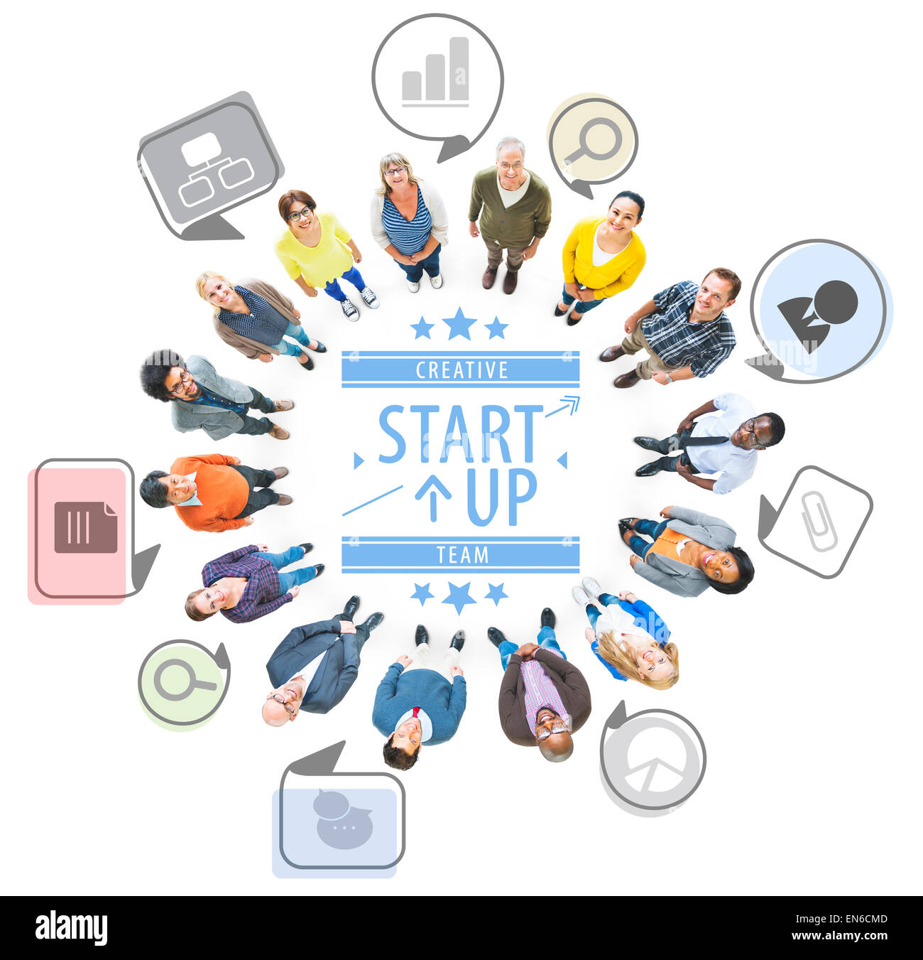 Group of Multiethnic People Starting Up Stock Photo - Alamy