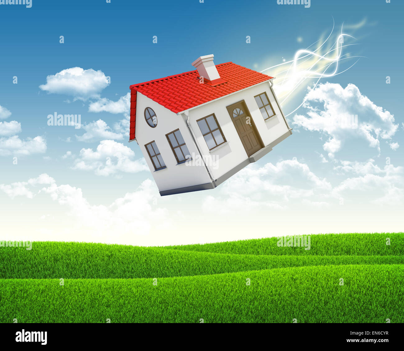 House flying in air Stock Photo - Alamy