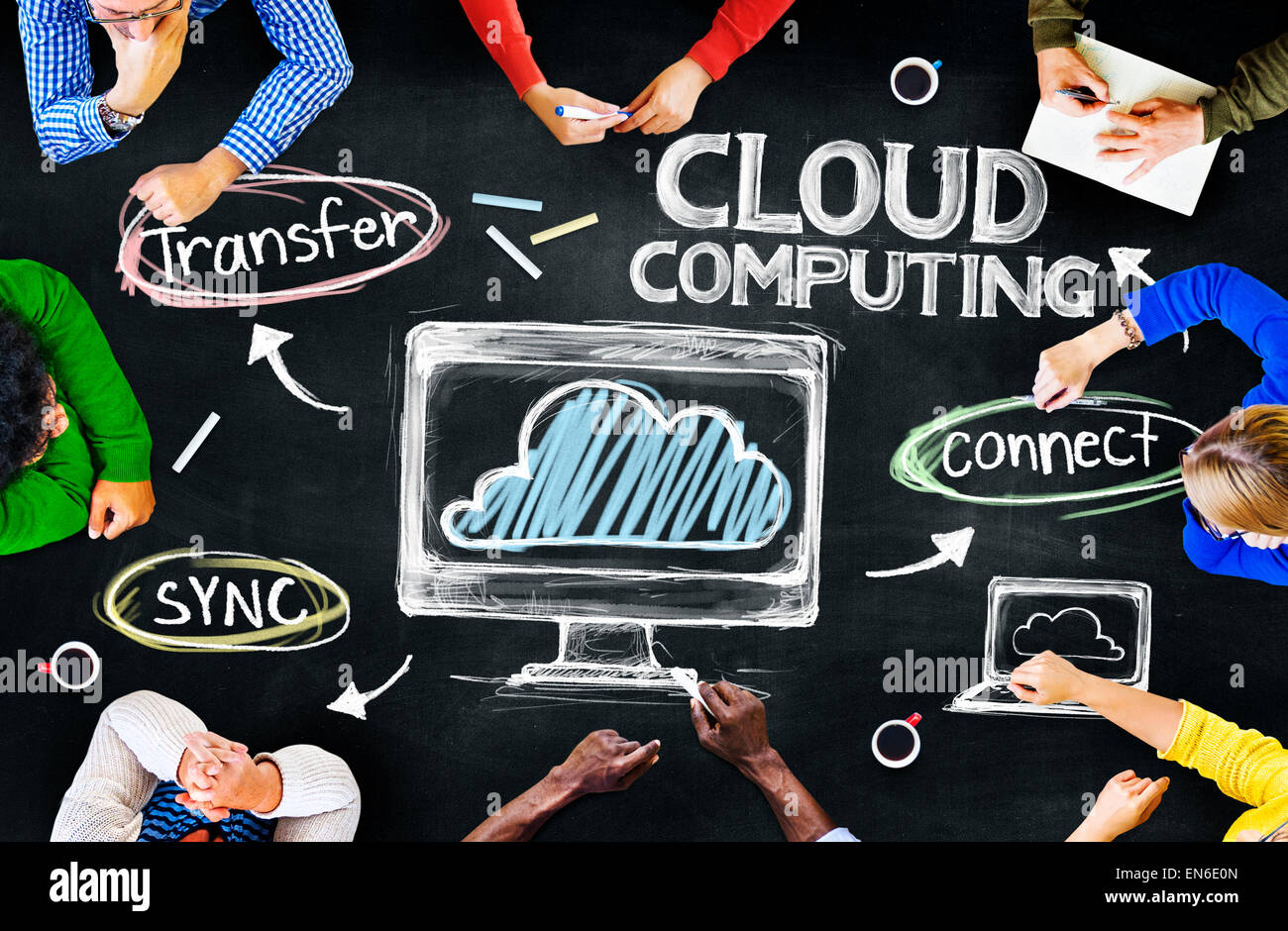 Group of Multiethnic People Discussing About Cloud Computing Stock ...