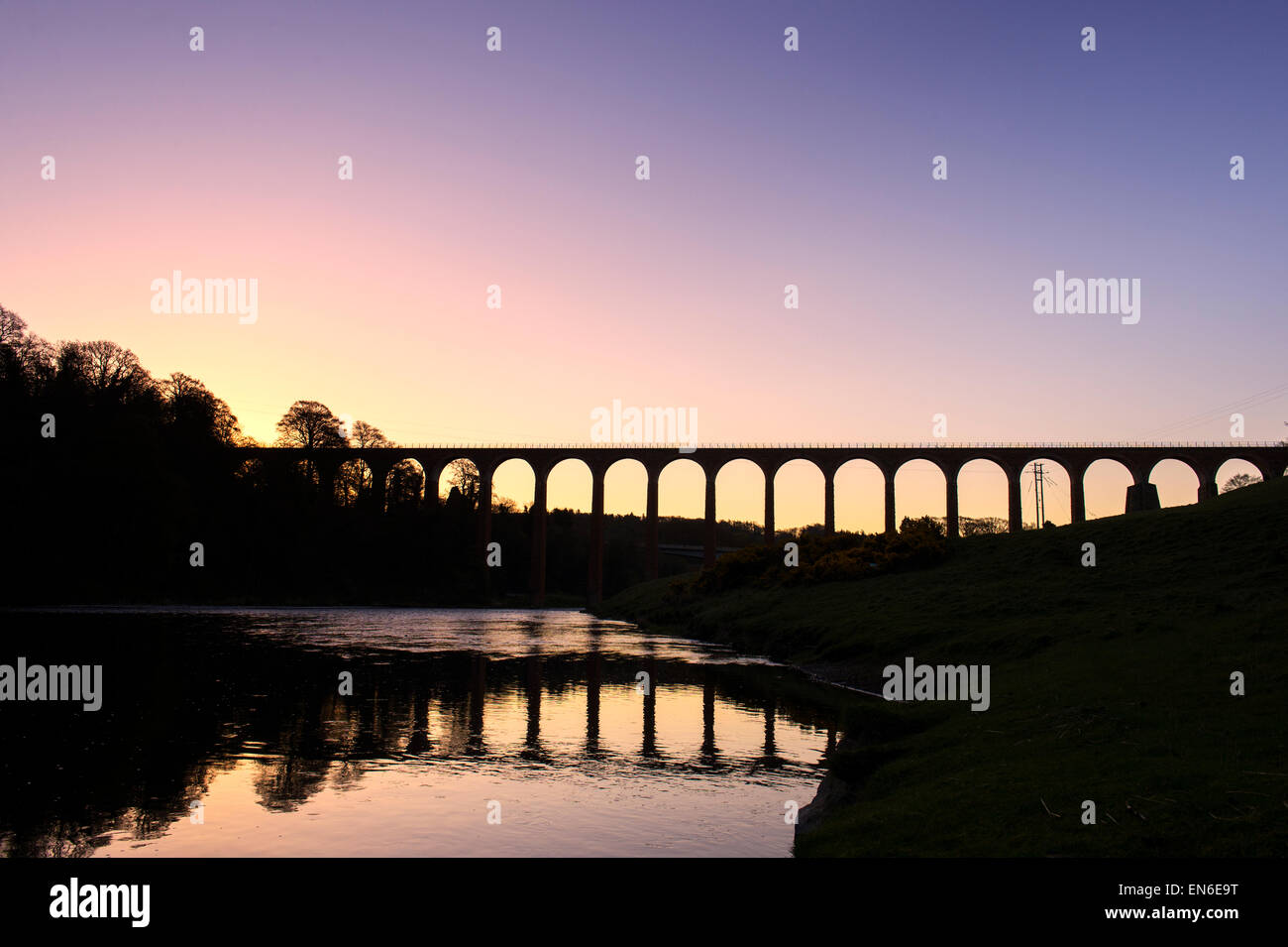 Leaderfoot viaduct over the River Tweed near Melrose in the Scottish ...