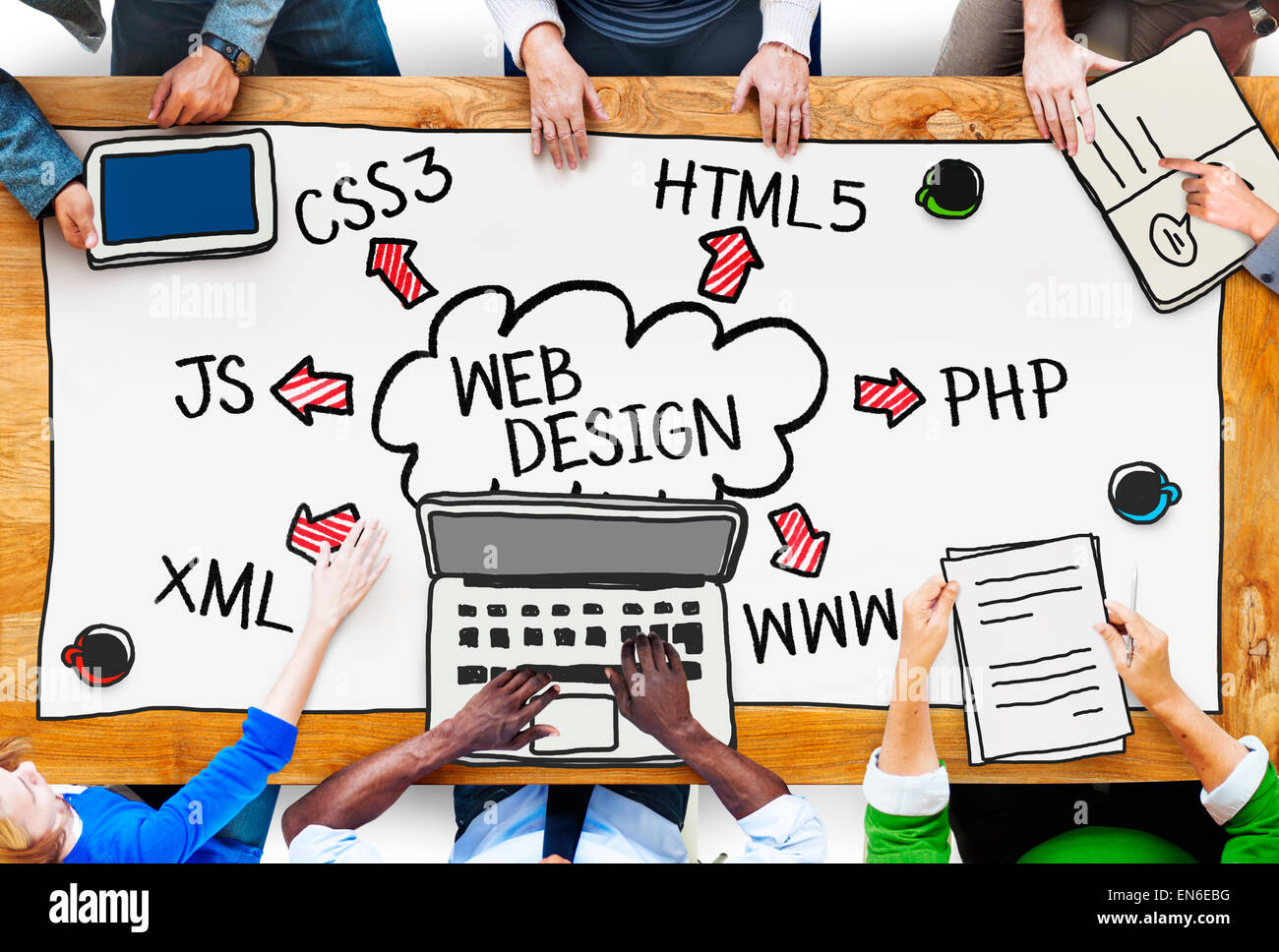 Group of Diverse People Discussing About Web Design Stock Photo - Alamy