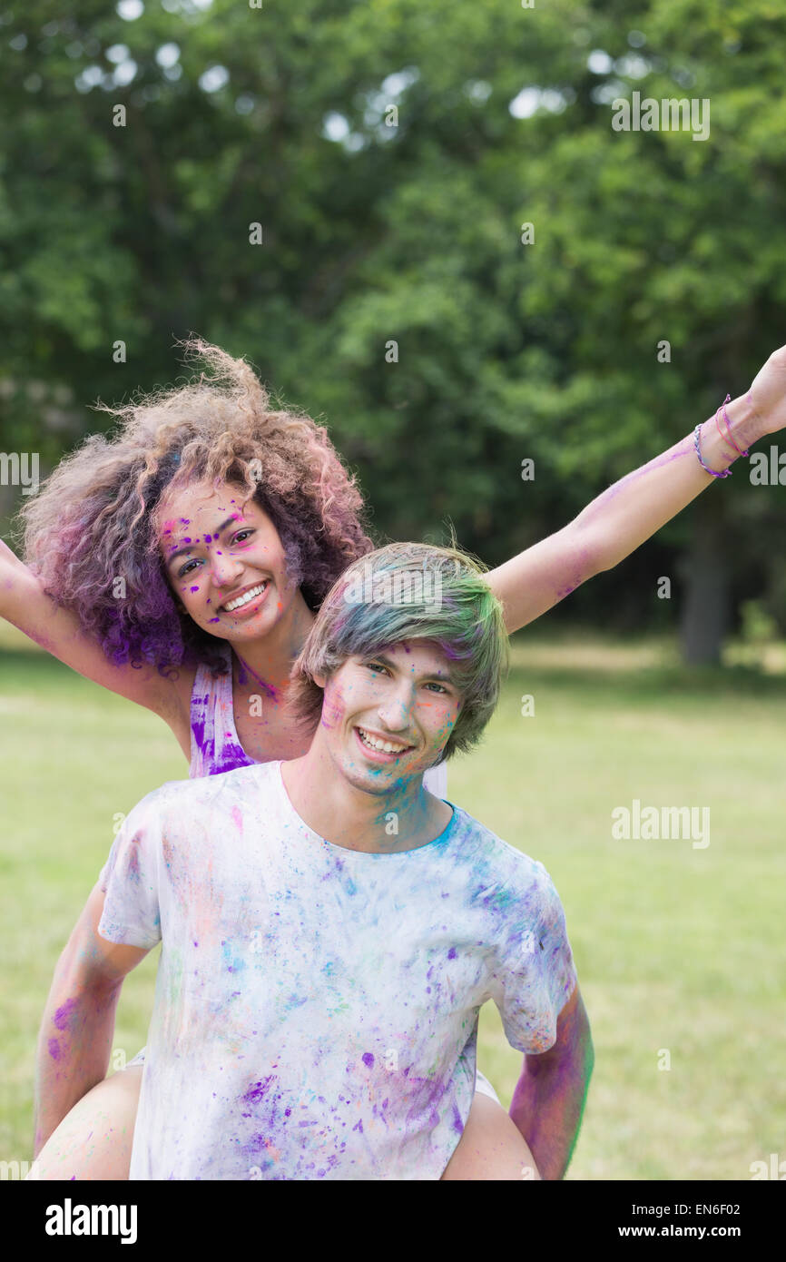 Woman covered powder paint hi-res stock photography and images - Alamy