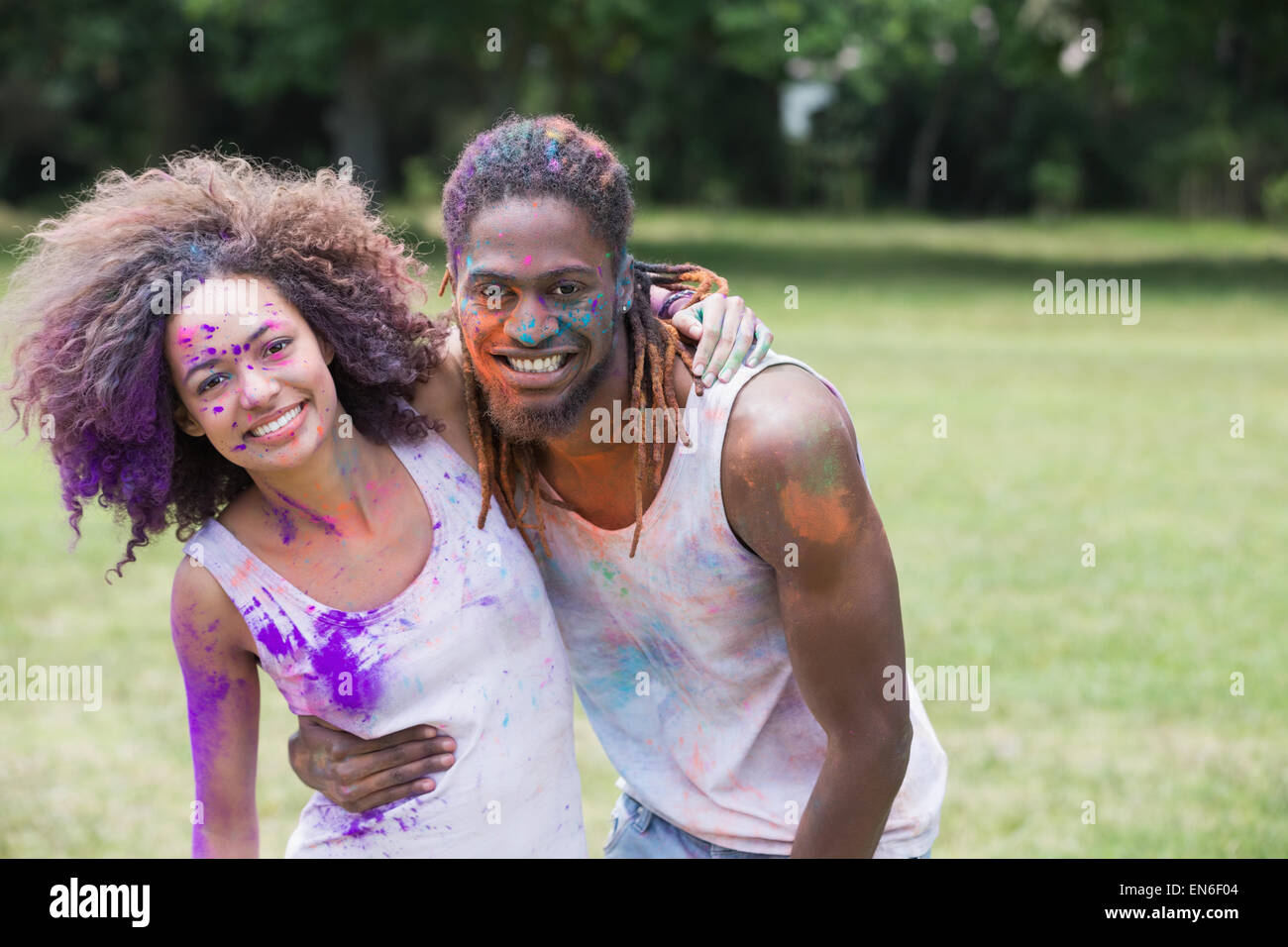 Woman covered powder paint hi-res stock photography and images - Alamy