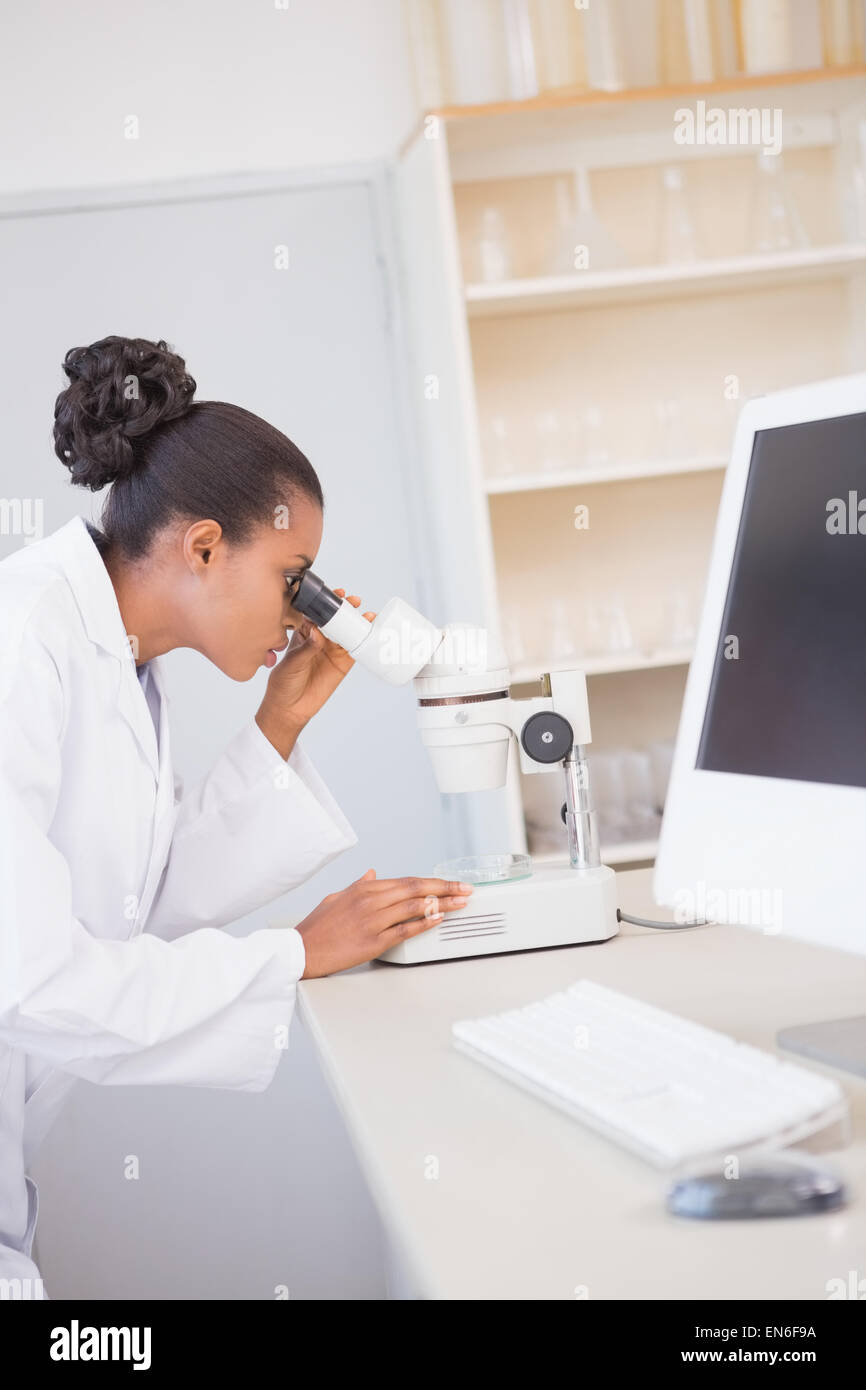 Scientist looking through a microscope Stock Photo - Alamy