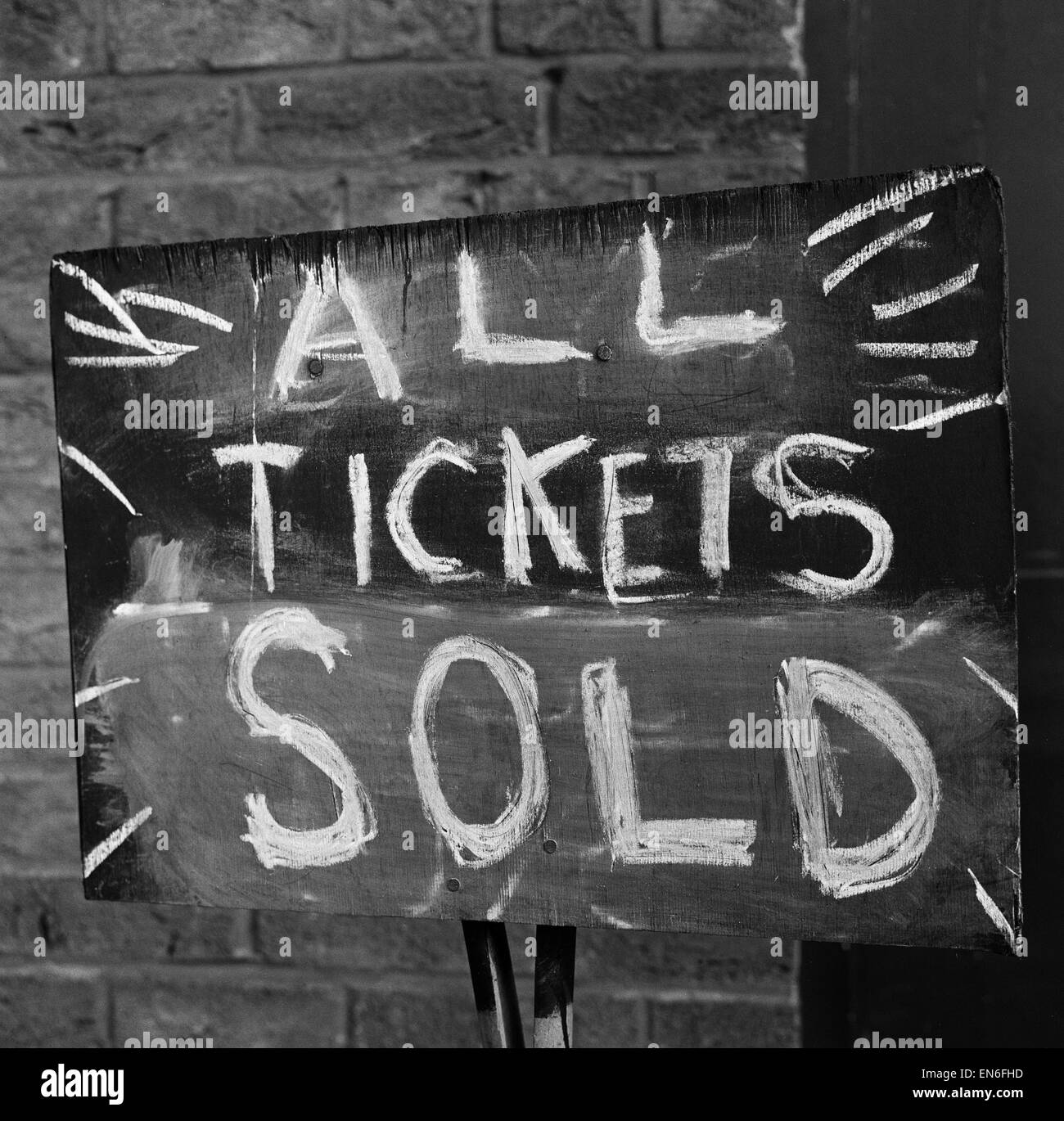 Tickets sold here sign Black and White Stock Photos & Images - Alamy