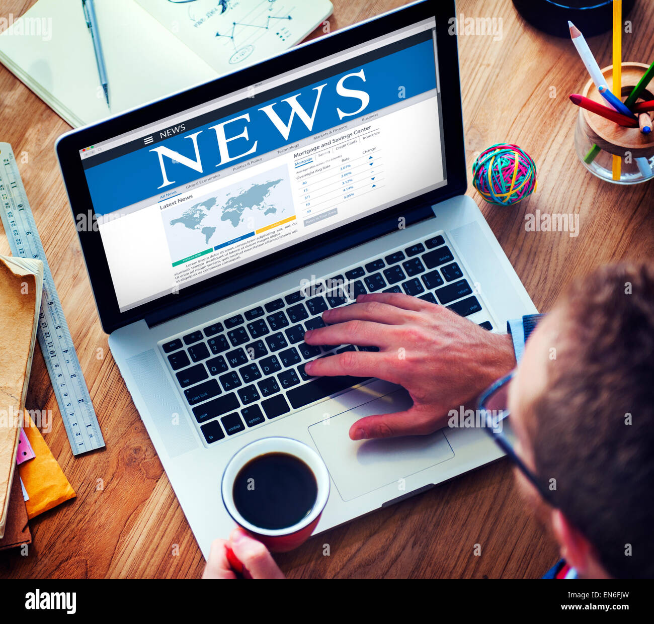 Digital Online Global News Update Concept Stock Photo - Alamy