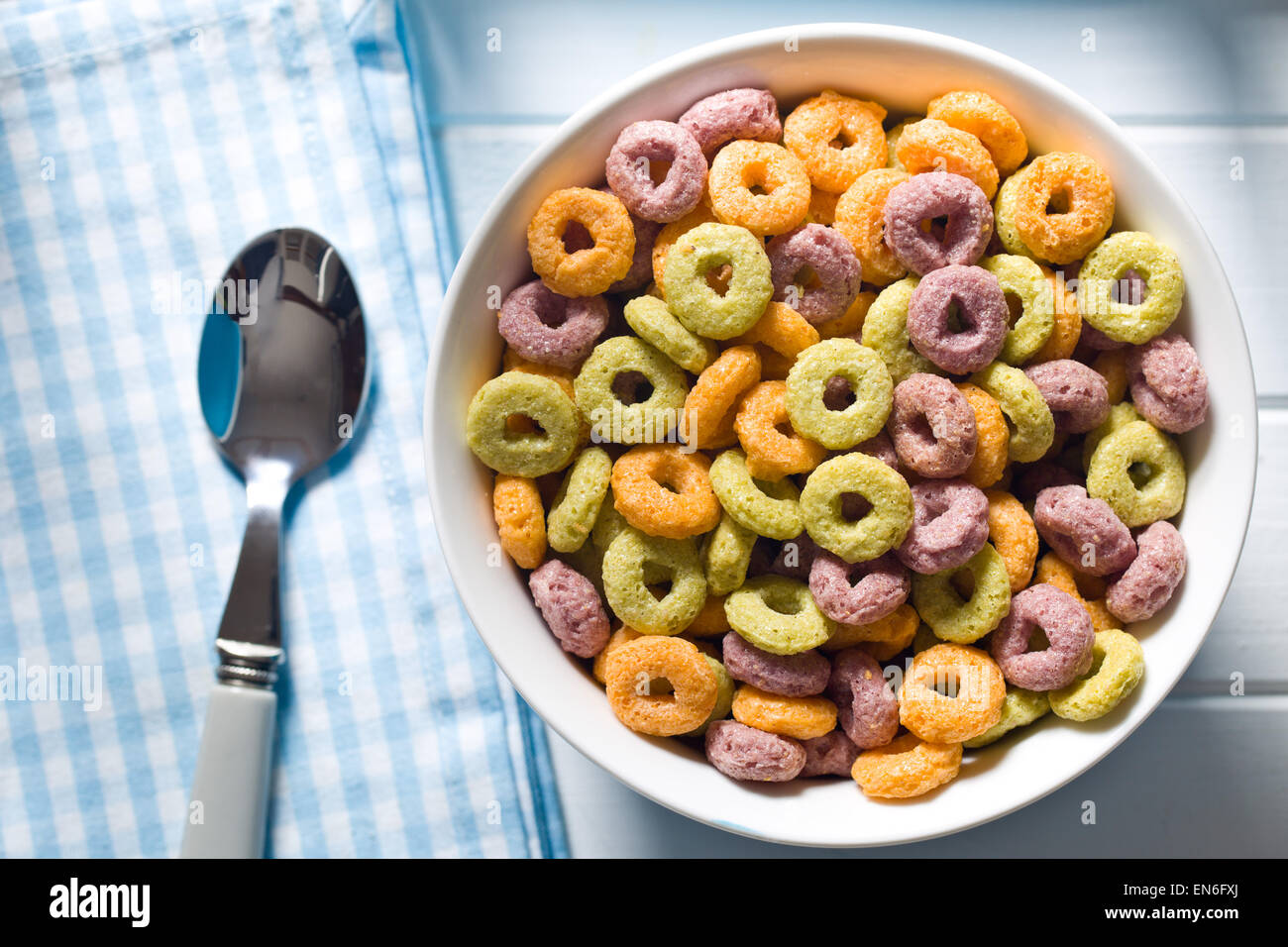 the colorful cereal rings in bowl Stock Photo - Alamy