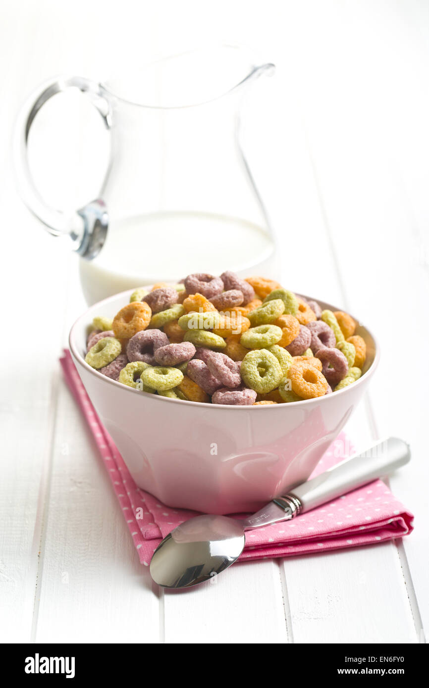 the colorful cereal rings in bowl Stock Photo - Alamy