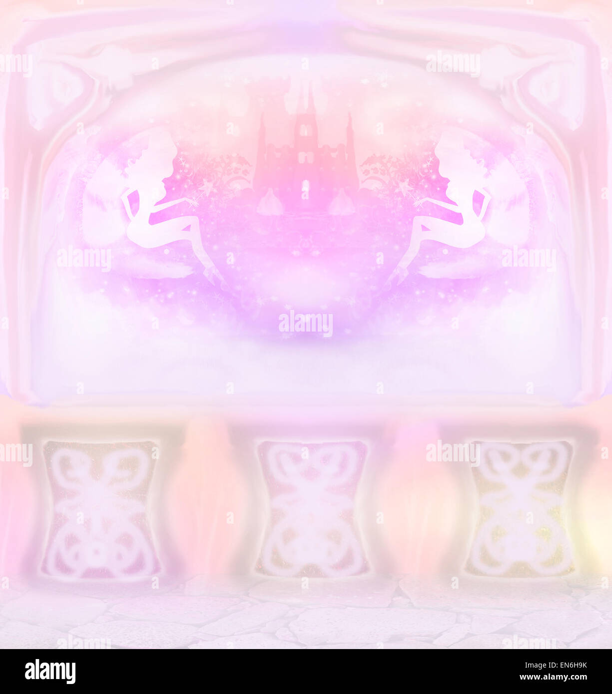 Beautiful fairytale pink castle frame hi-res stock photography and ...
