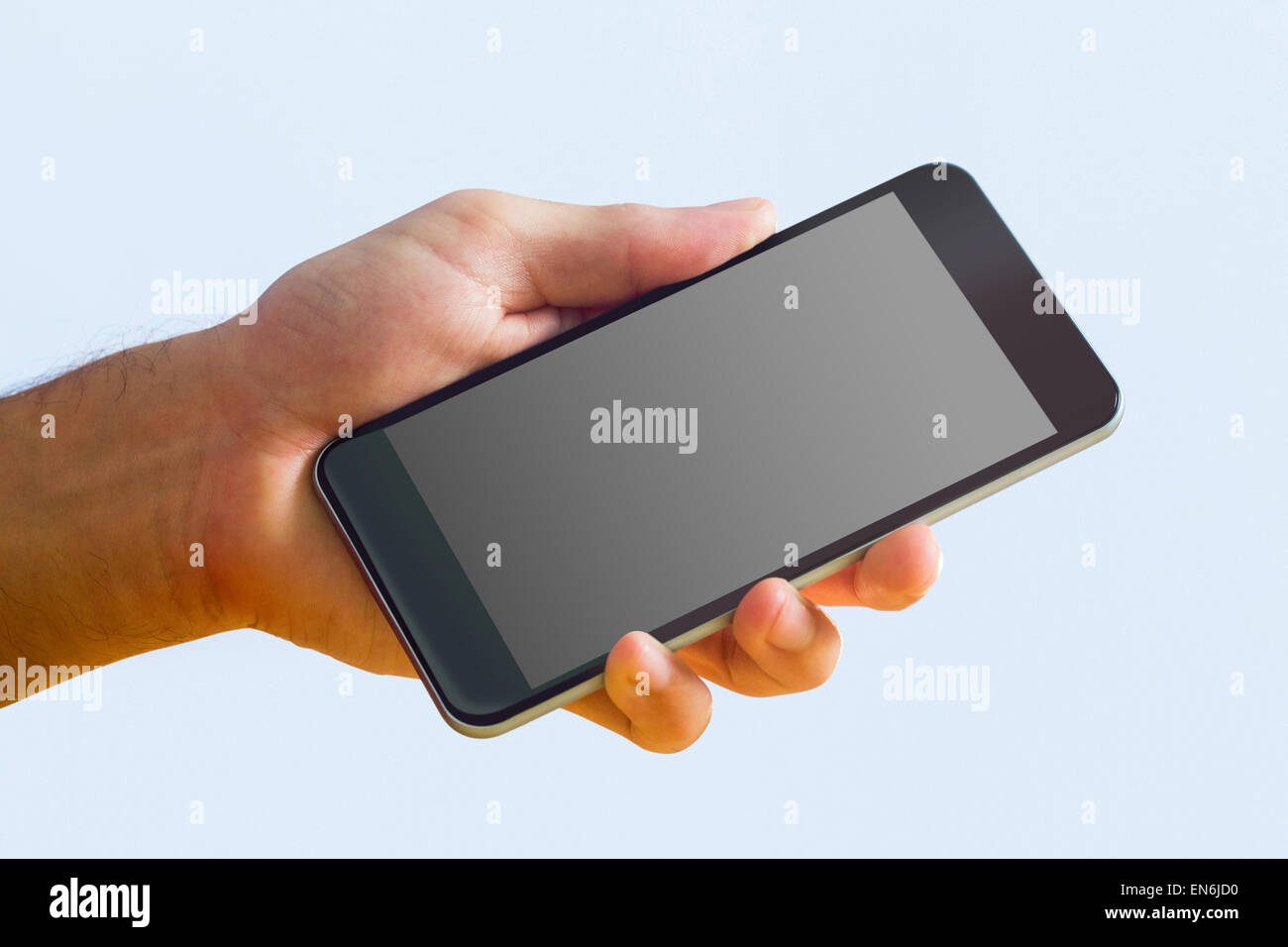 Hand holding the black smartphone hi-res stock photography and images ...