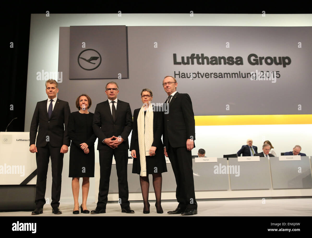 Hamburg, Germany. 29th Apr, 2015. Lufthansa's board members Harry ...