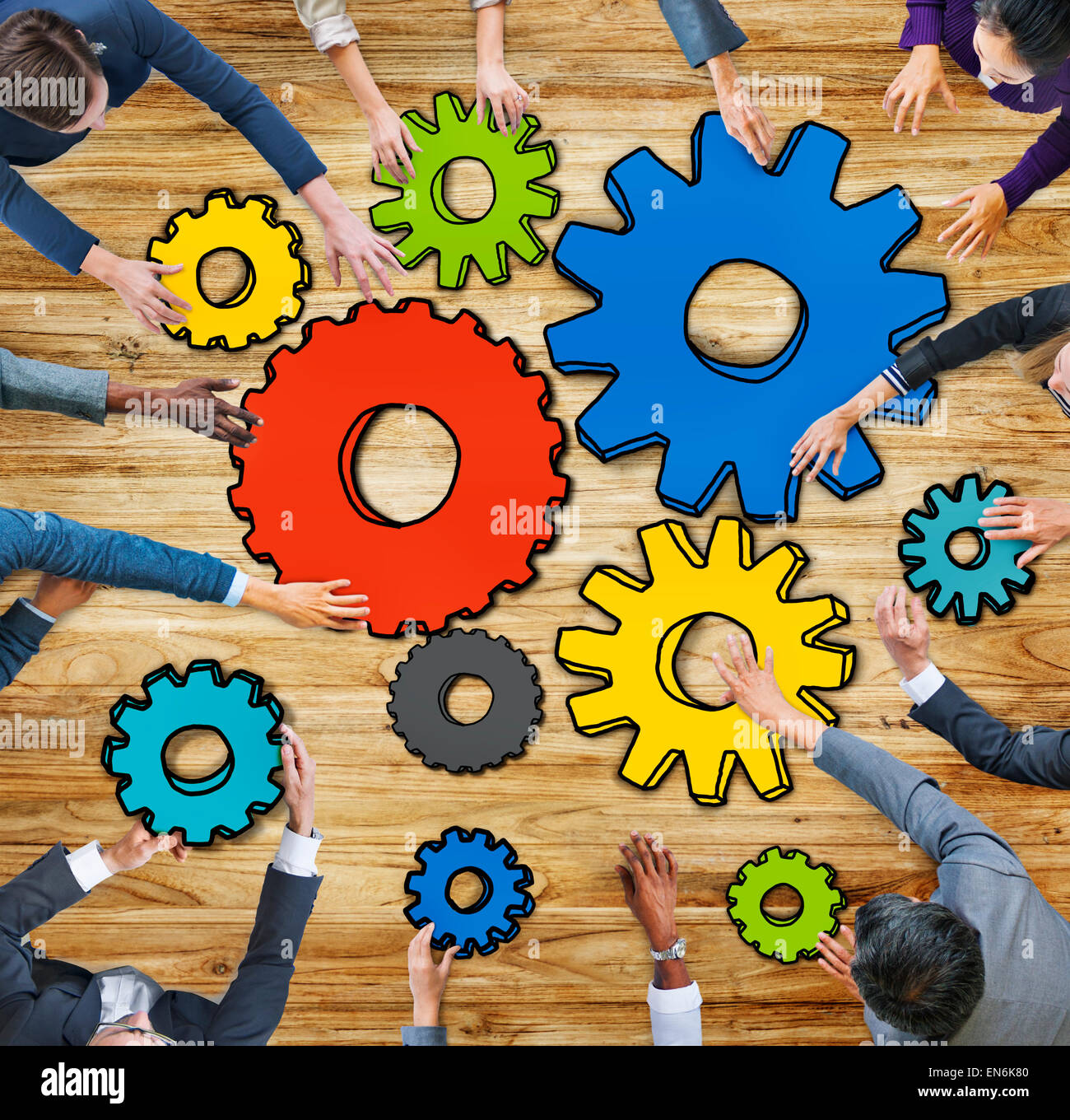 Group of People with Gear Symbol in Photo and Illustration Stock Photo ...