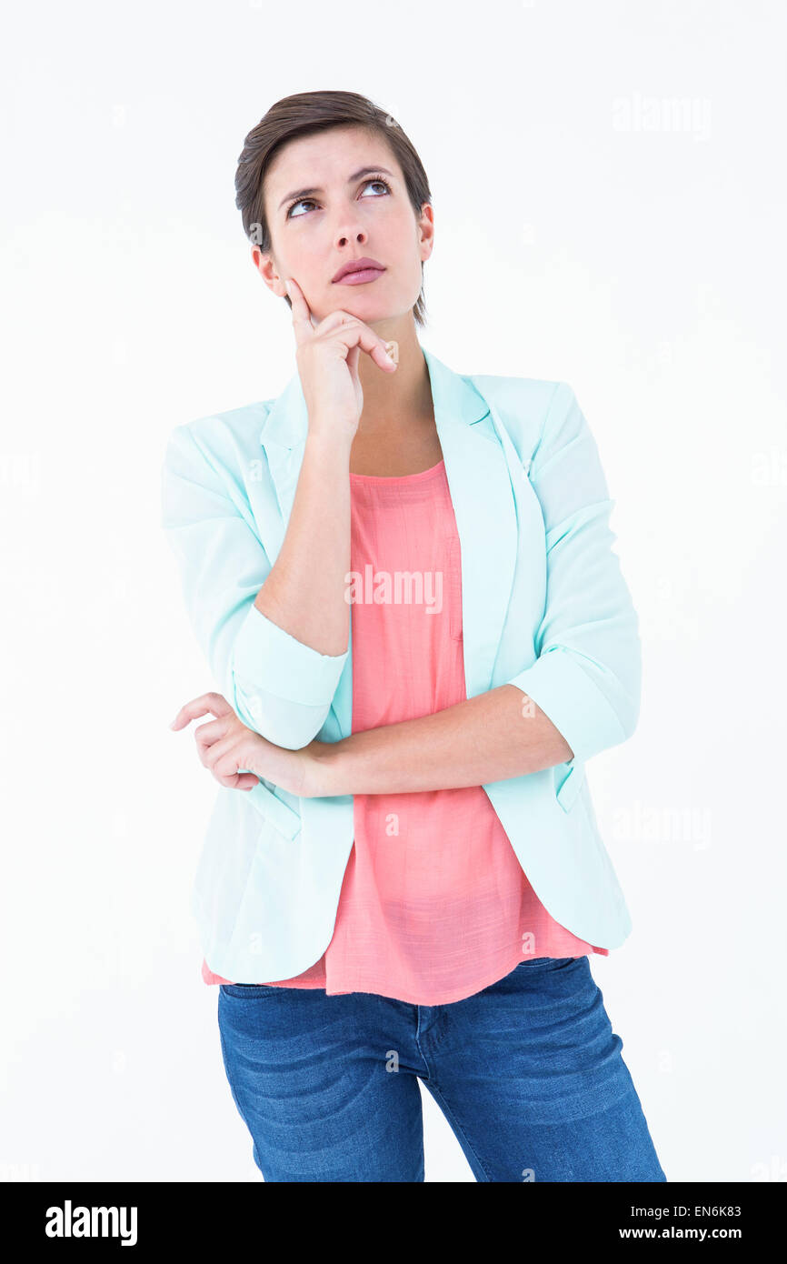 Finger on cheek hi-res stock photography and images - Alamy