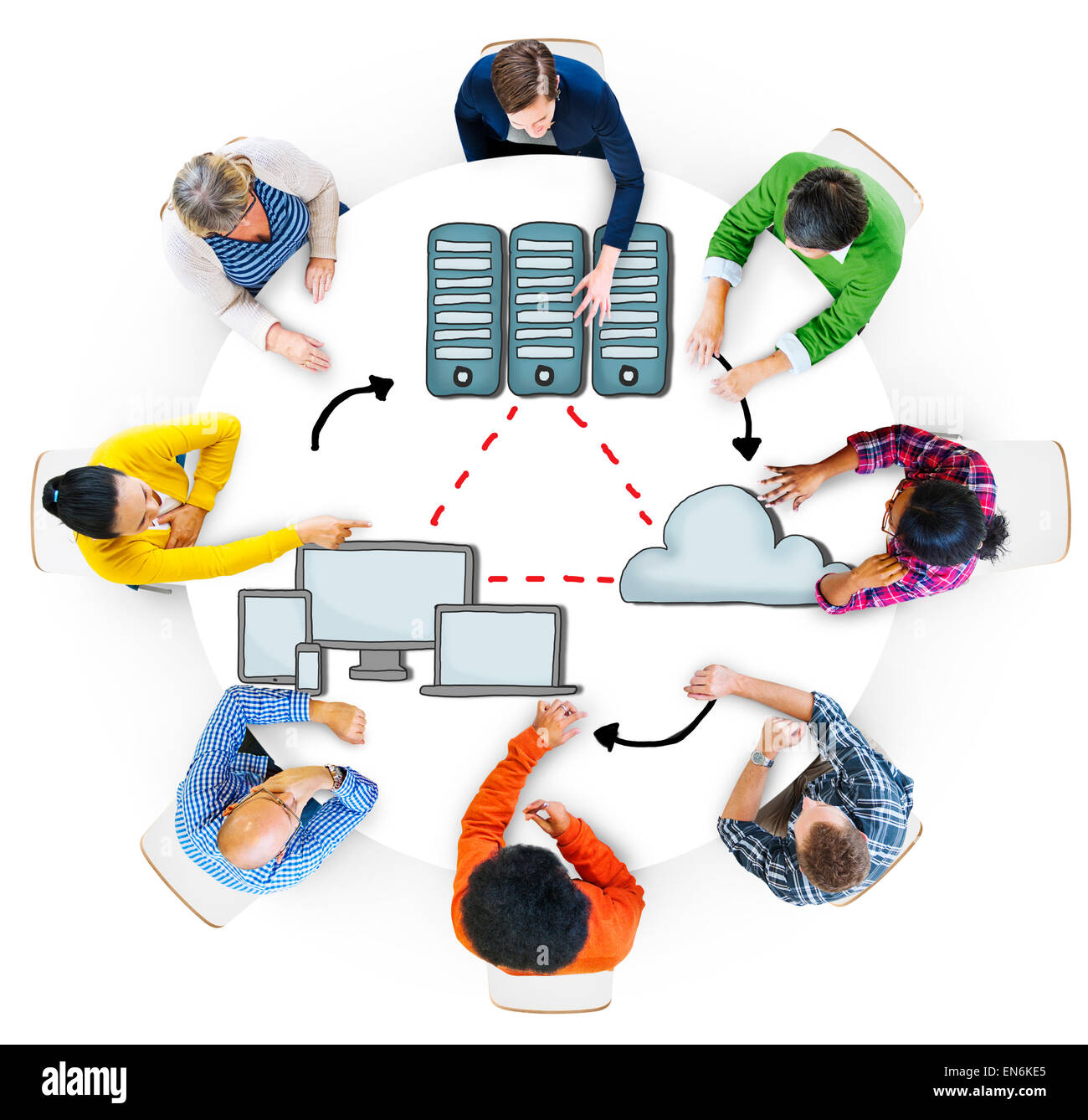 Group of People Brainstorming about Computer Connection Stock Photo - Alamy