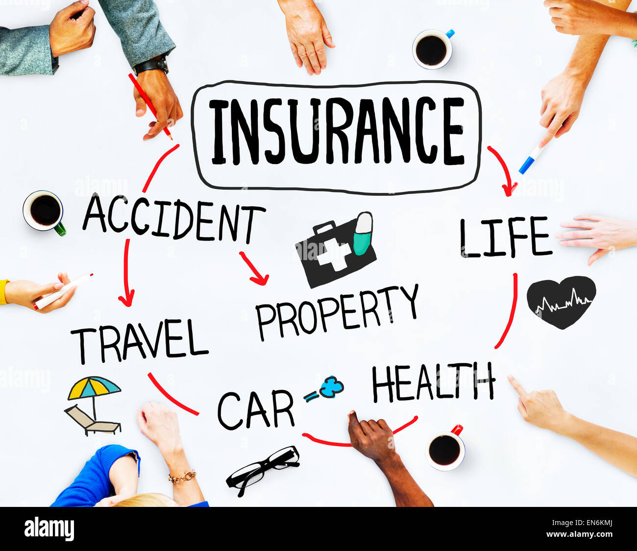 Group of Multiethnic People Discussing About Insurance Stock Photo - Alamy