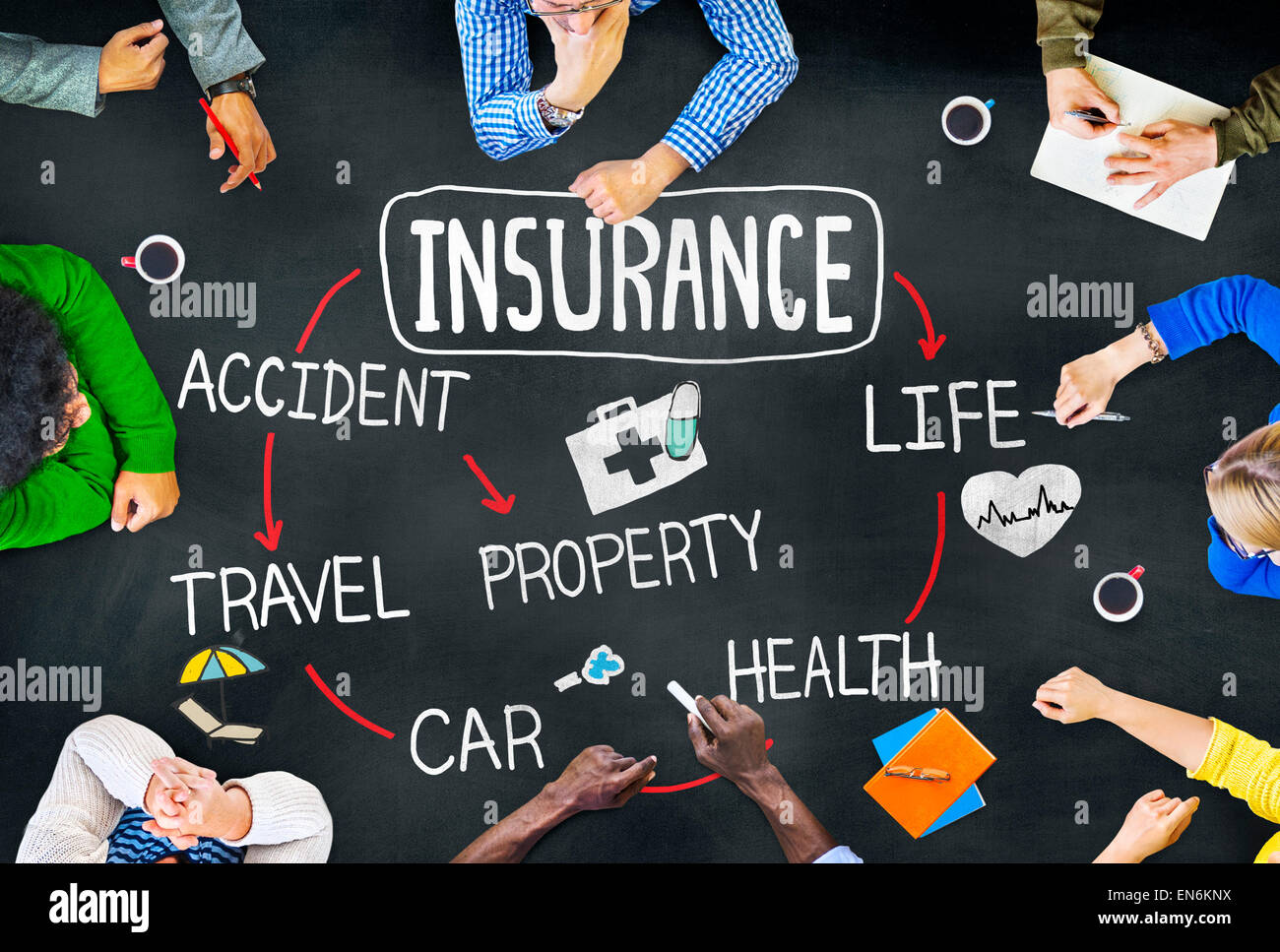 Group of Multiethnic People Discussing About Insurance Stock Photo - Alamy