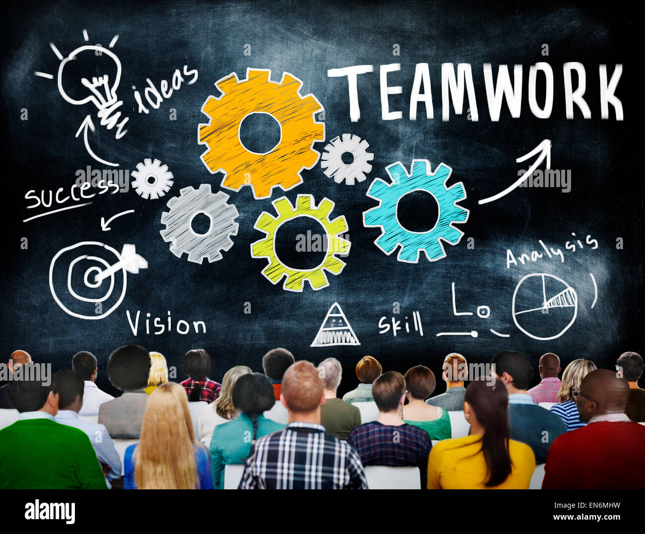 Teamwork Business Team Seminar Unity Gears Working Concept Stock Photo ...