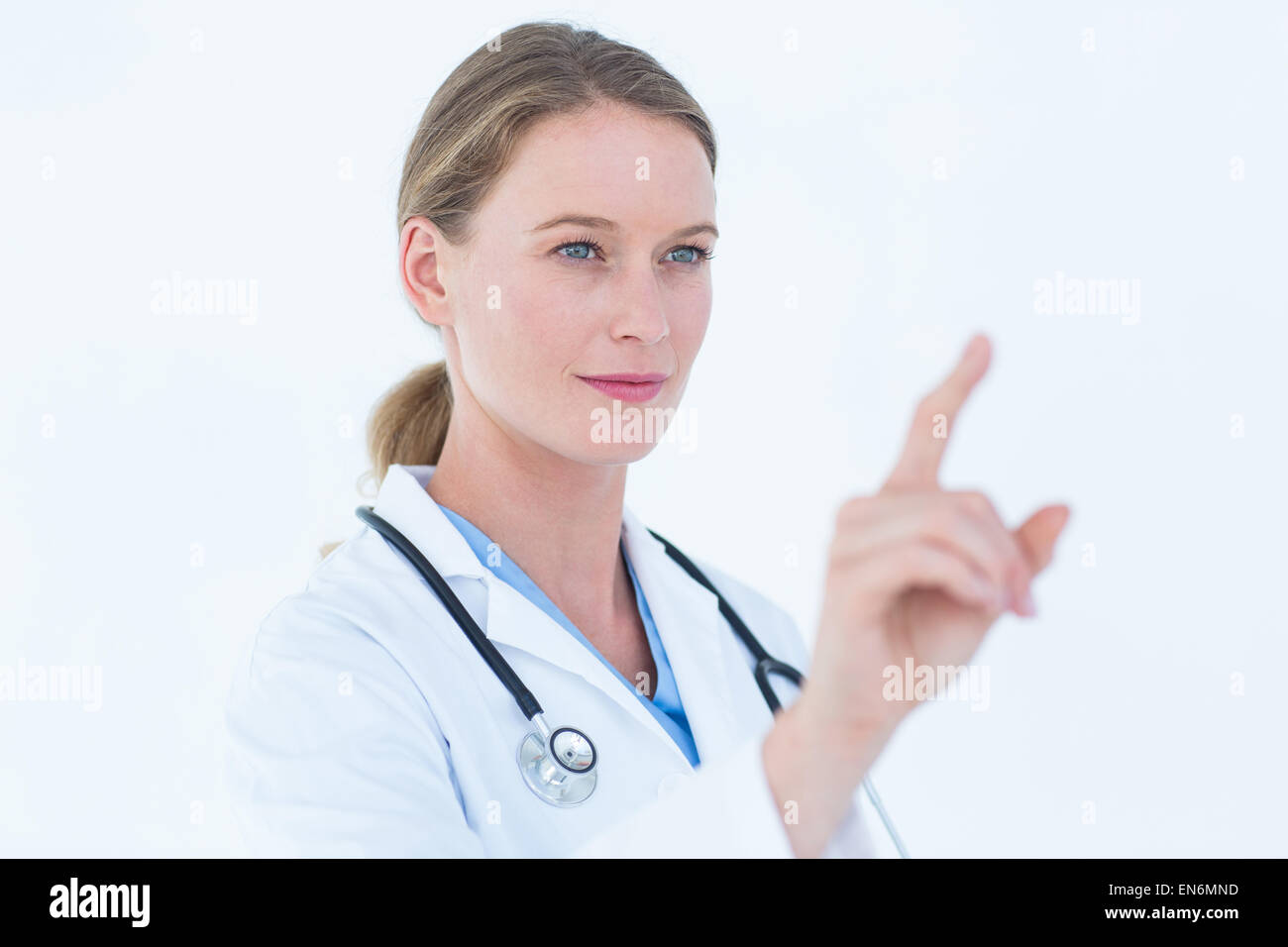 Young doctor touching finger hi-res stock photography and images - Alamy
