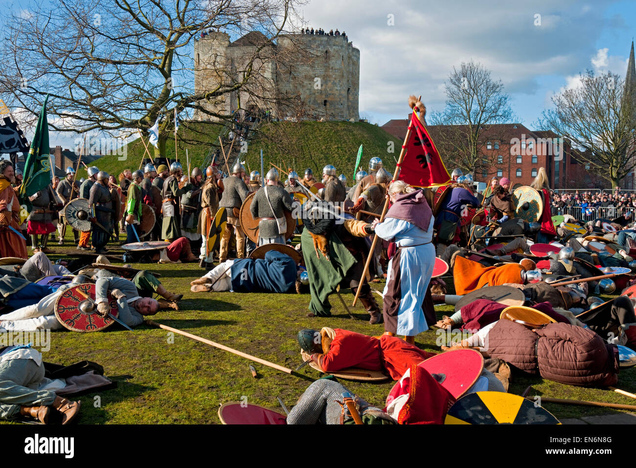 Vikings & Anglo Saxons lay wounded after combat at the annual Viking ...