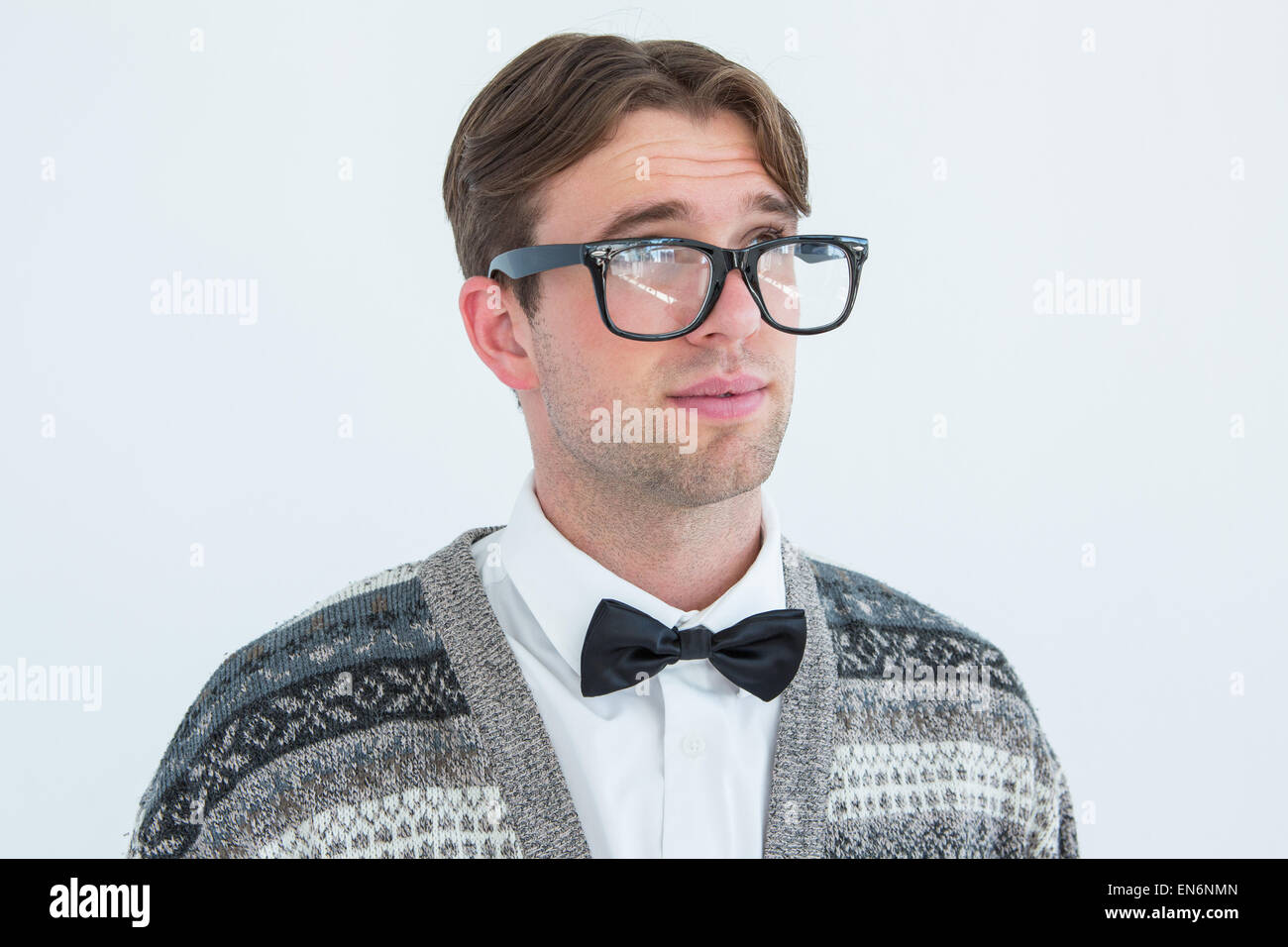 Thoughtful geeky hipster Stock Photo - Alamy