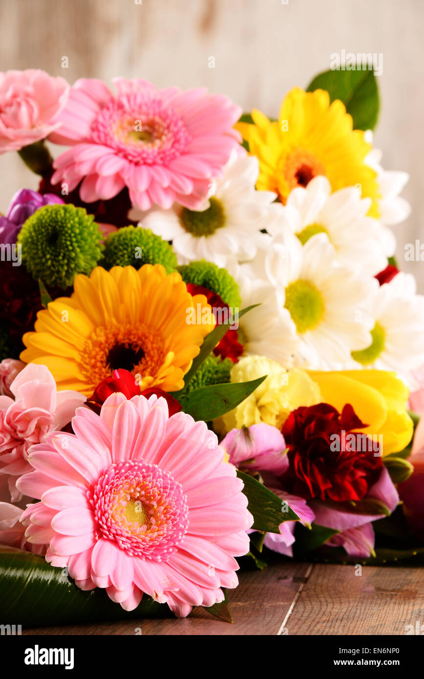 Composition with bouquet of flowers Stock Photo - Alamy