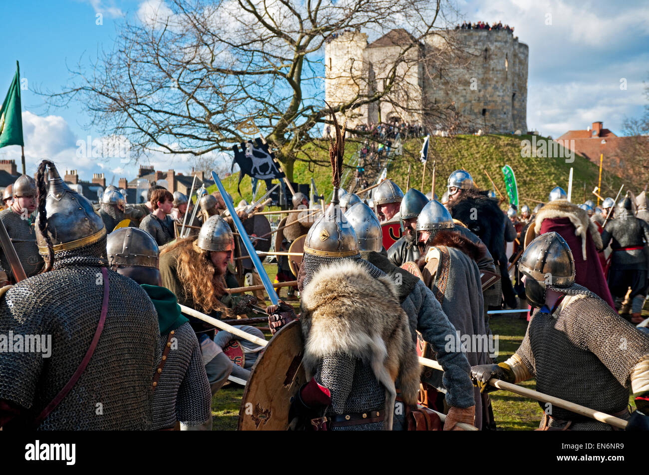 Vikings and Anglo Saxons in combat at the annual Viking Festival near ...