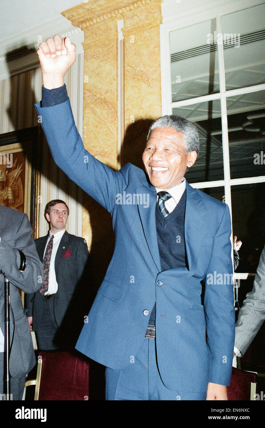 African National Congress (ANC) leader Nelson Mandela on his first trip ...